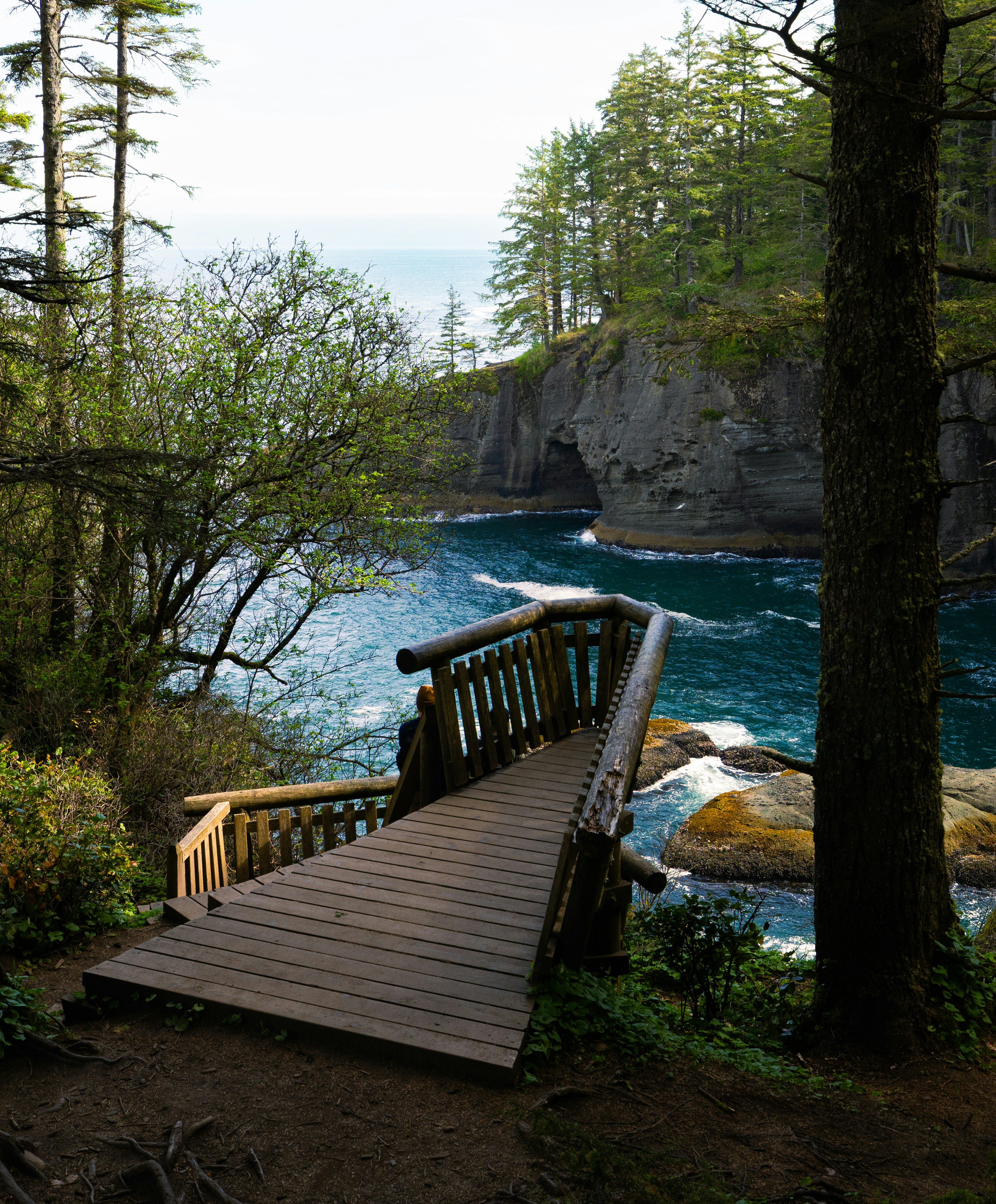 Coastal Boardwalk Framing the Turquoise Sea Cliffs
