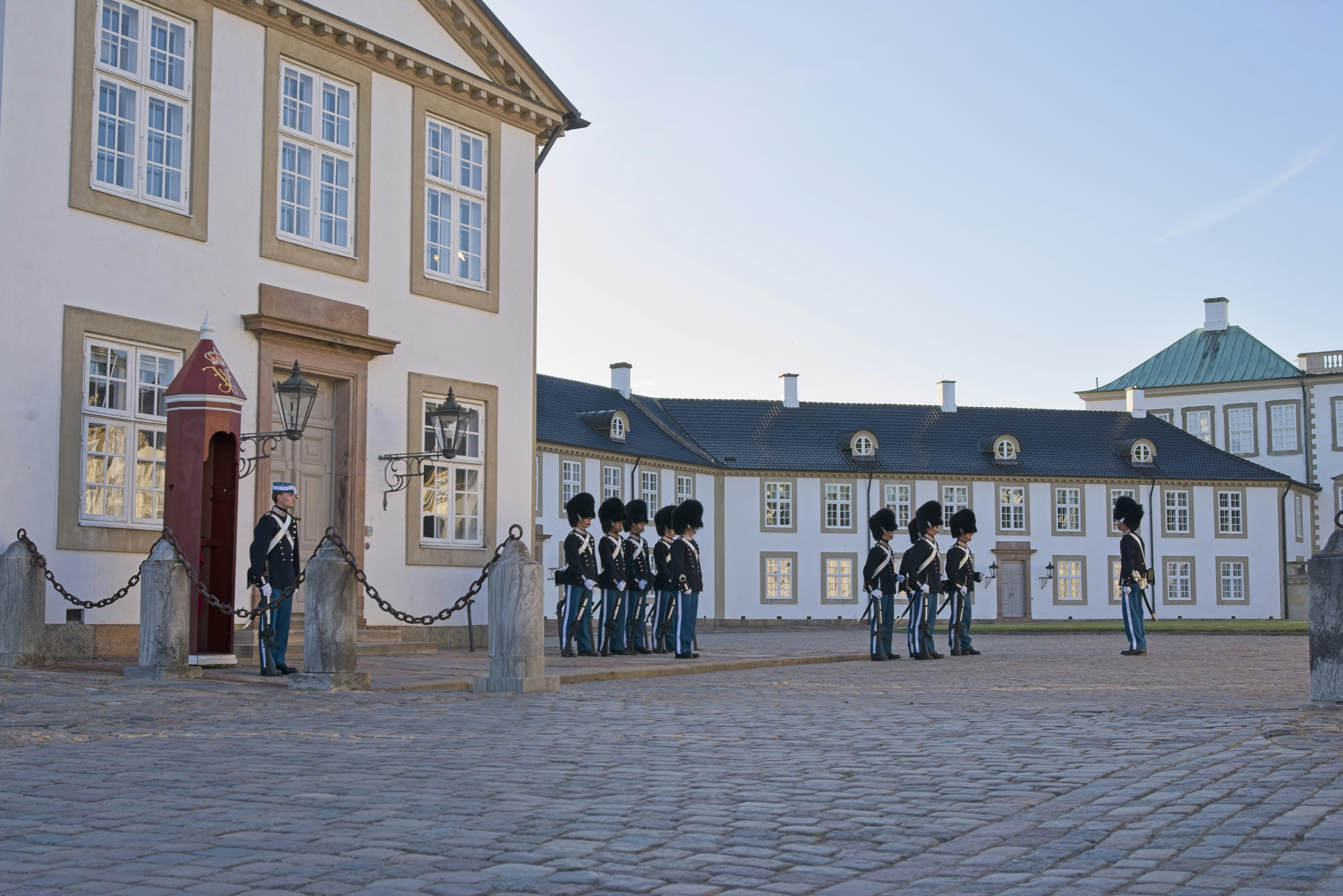 Ceremonial Guard in a European Courtyard