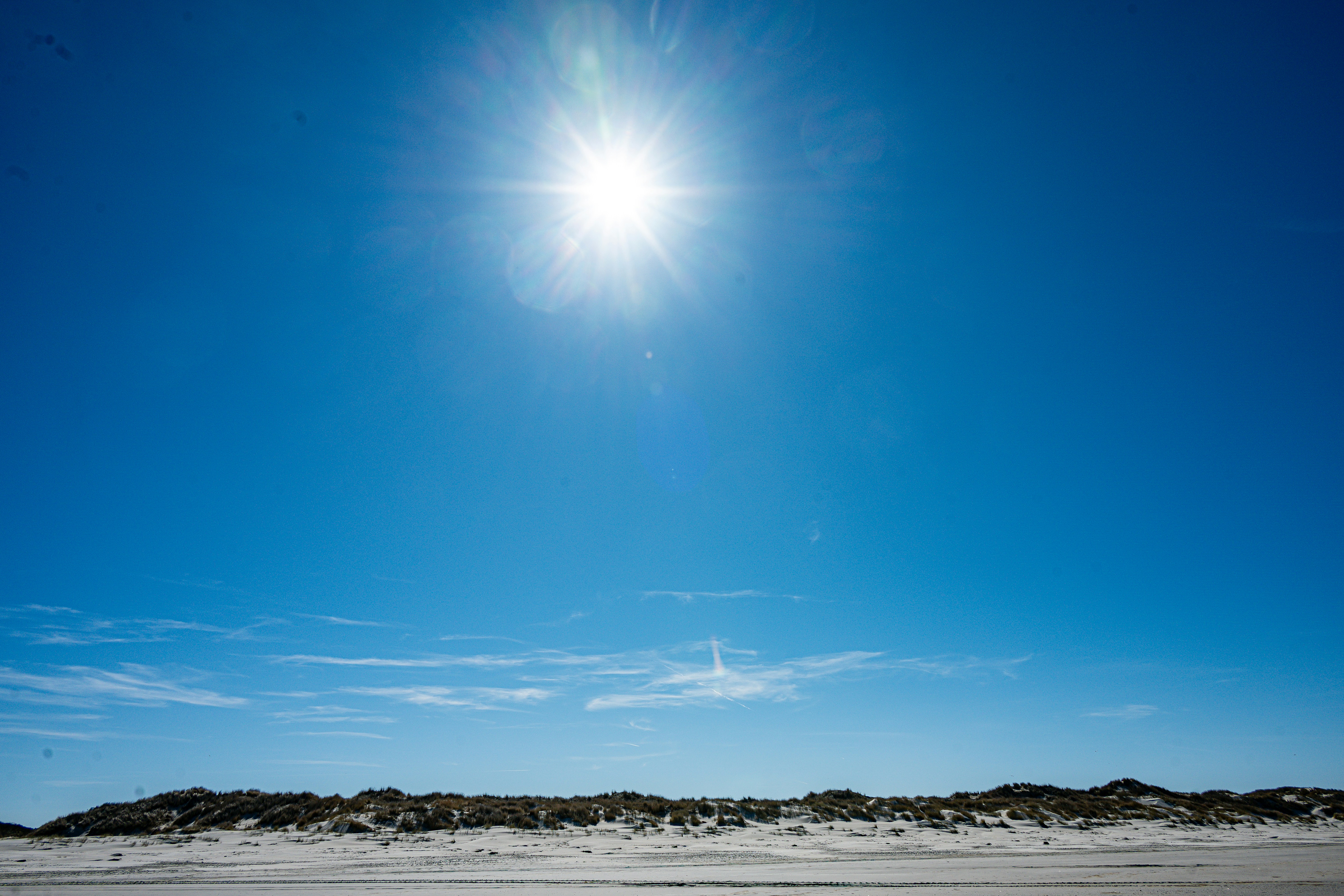 Sunlit Dunes Under a Stark Blue Sky