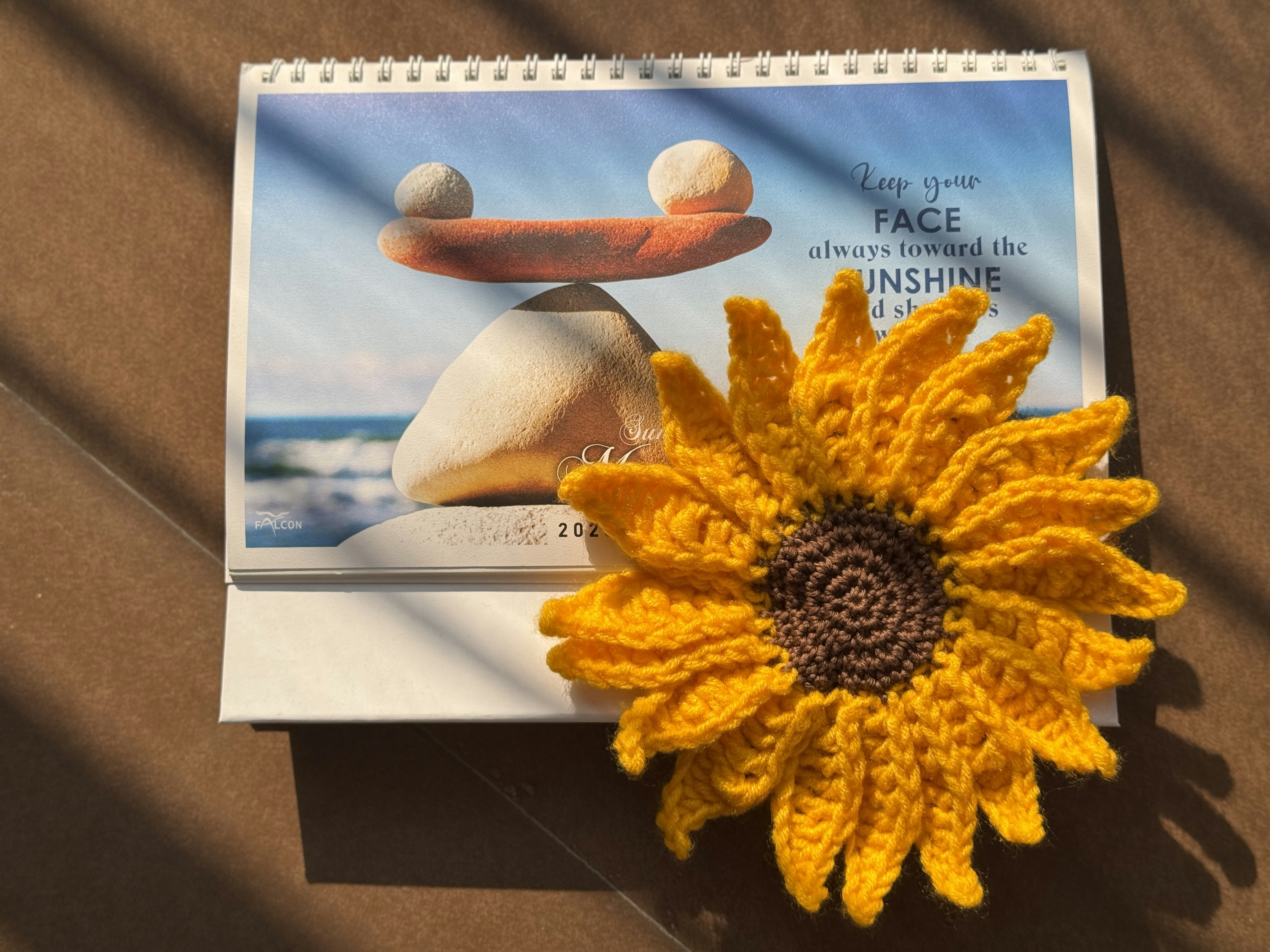 Sunlit Balance: A Calendar, A Sunflower, and a Moment of Quiet