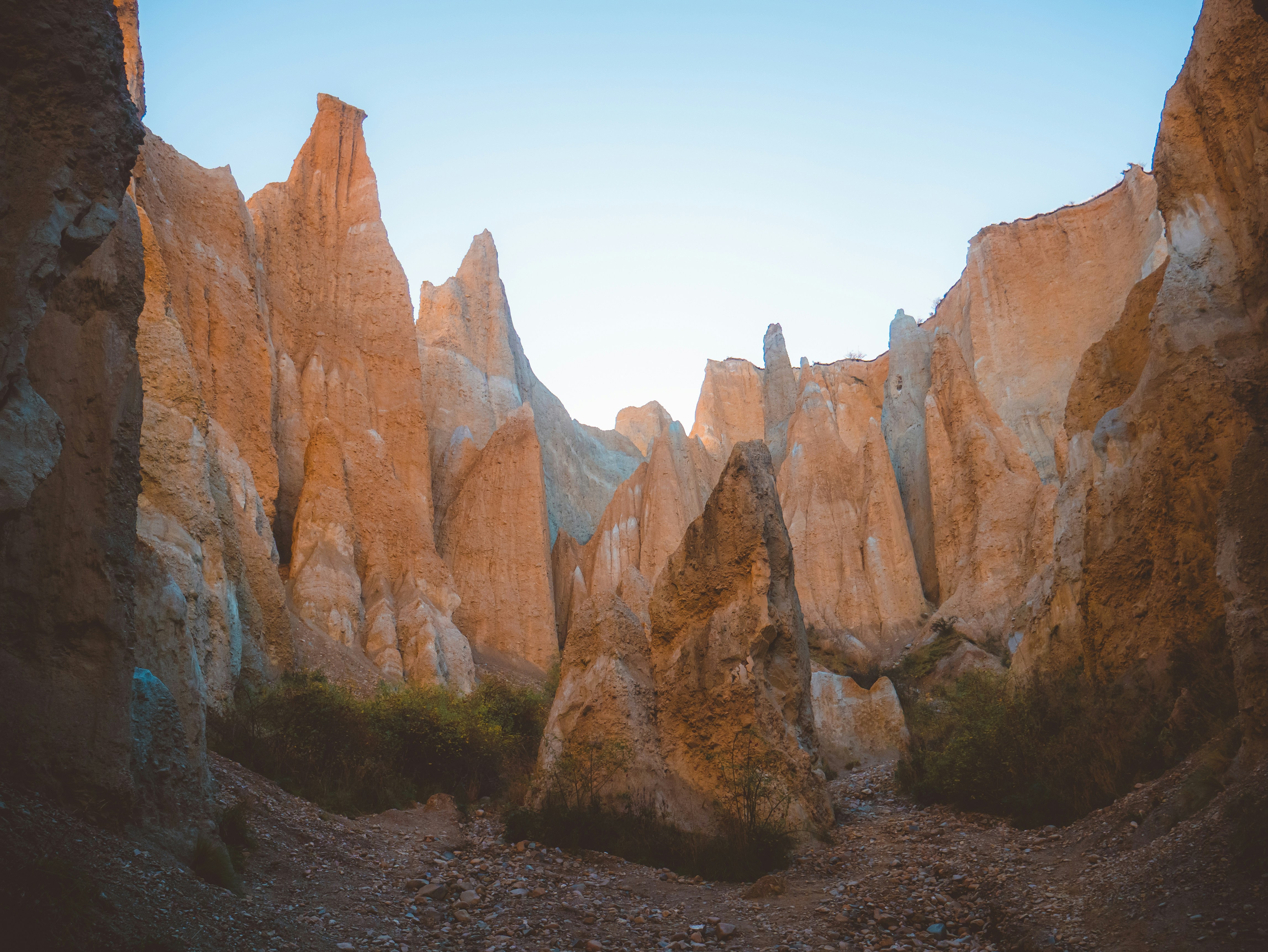 Stacked Red Pinnacles at Dusk
