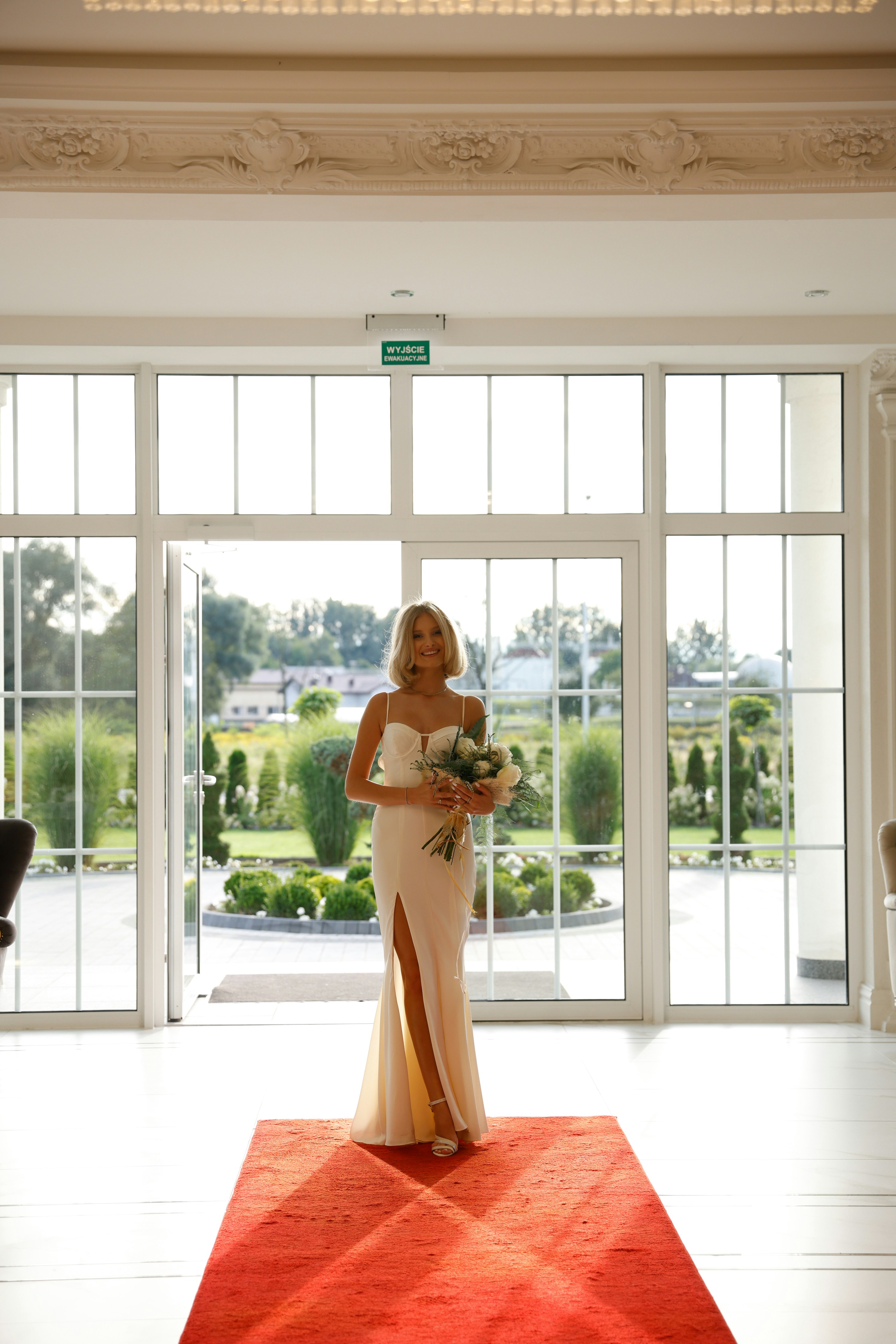 Bride in a Quiet Hall: A Citrine Dress Under Soft Natural Light