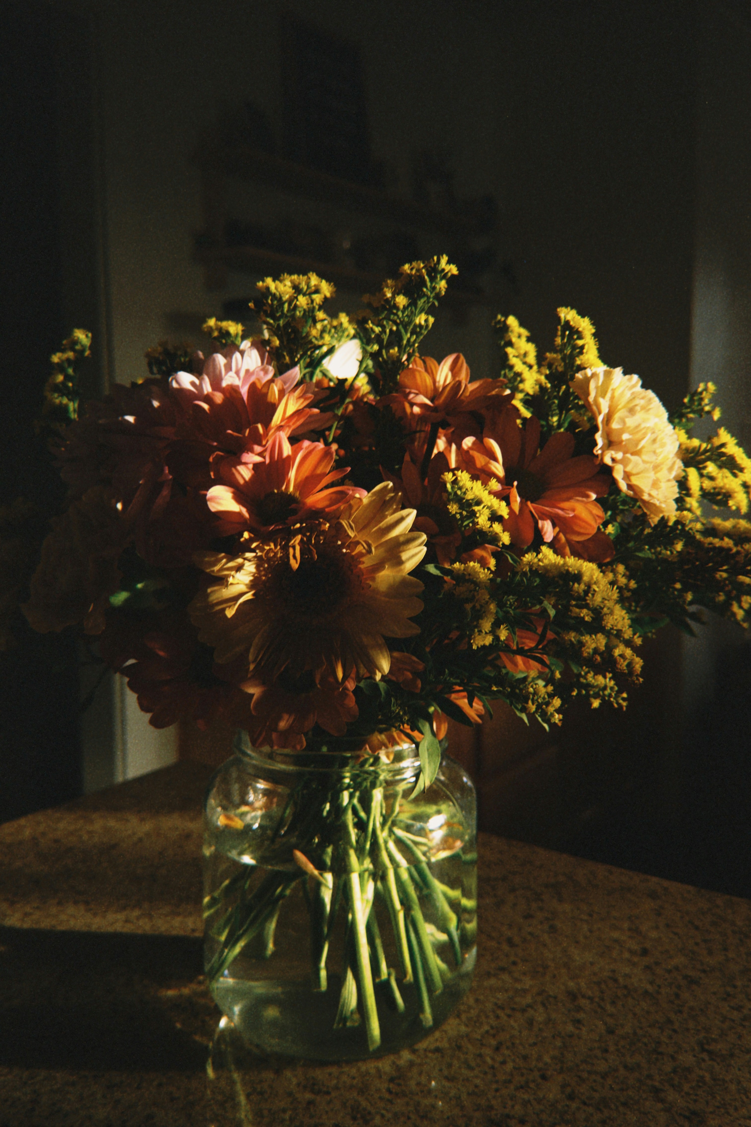 Sunlit Bouquet in a Glass Jar