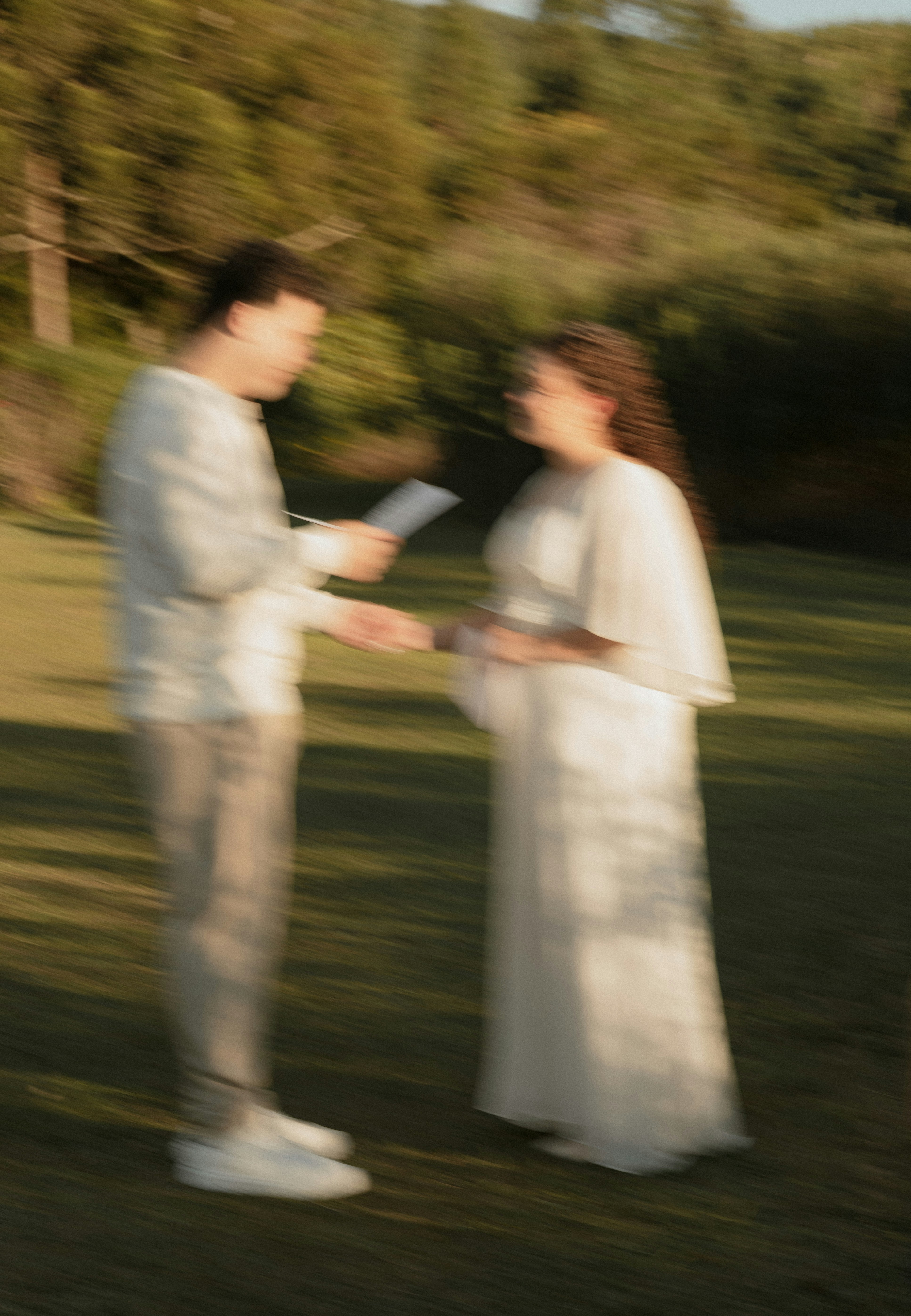 A Soft Exchange Under Sunset Light