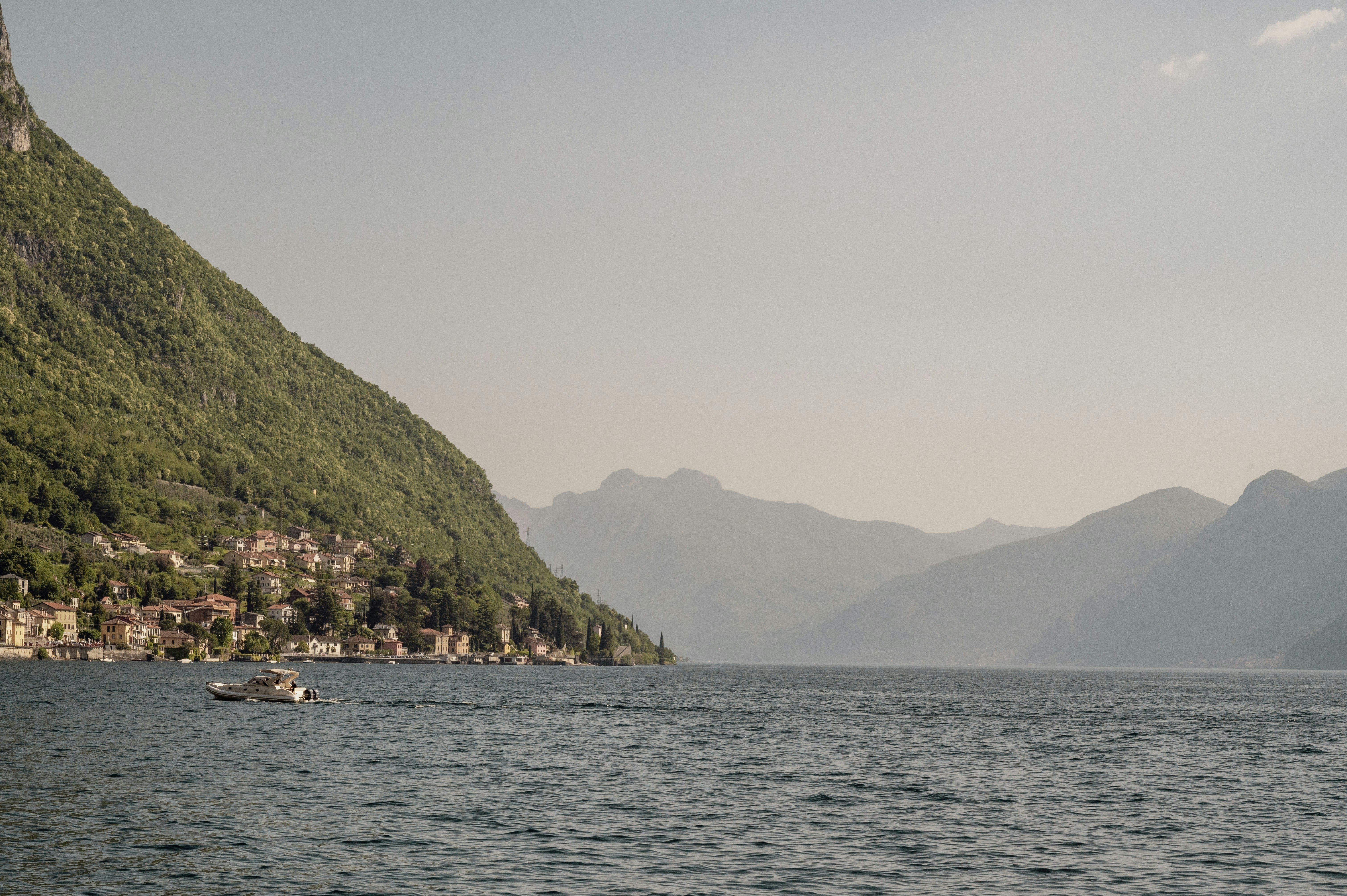 Lakeside Village and Distant Peaks