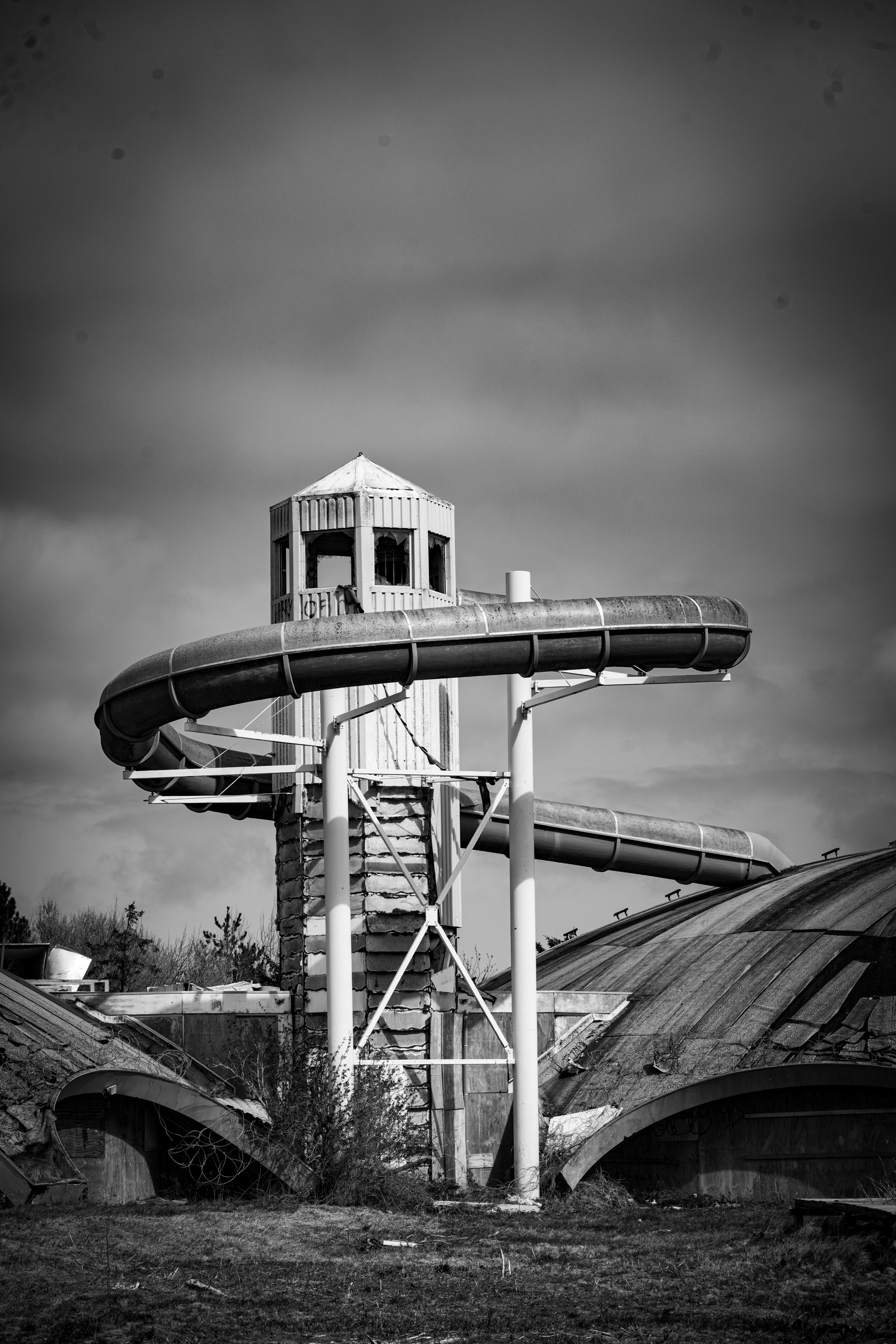 Abandoned Water Park Tower: A Silent Spiral Clad in Time