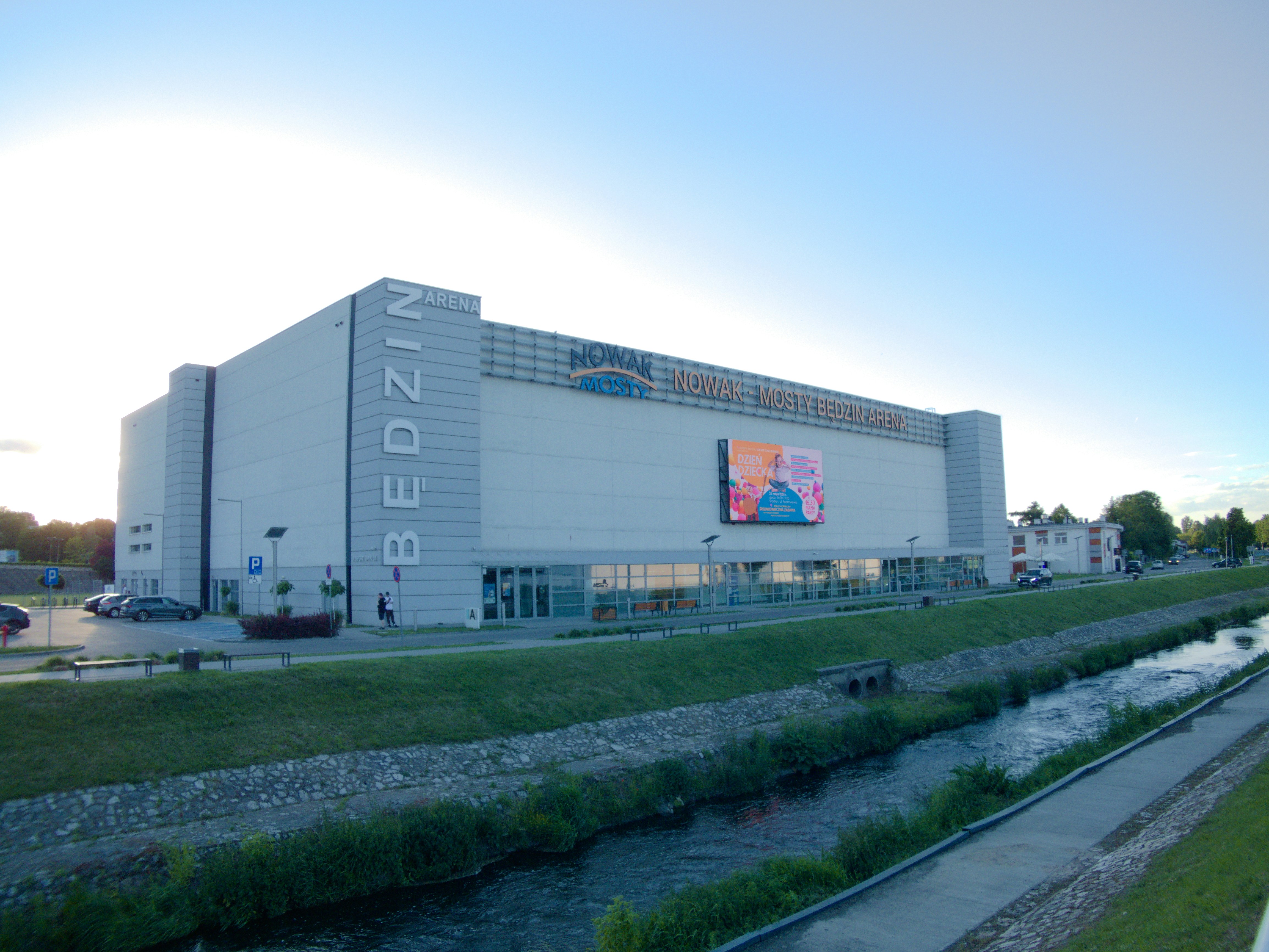 Modern Civic Arena: The Facade and Splash of Color by the River