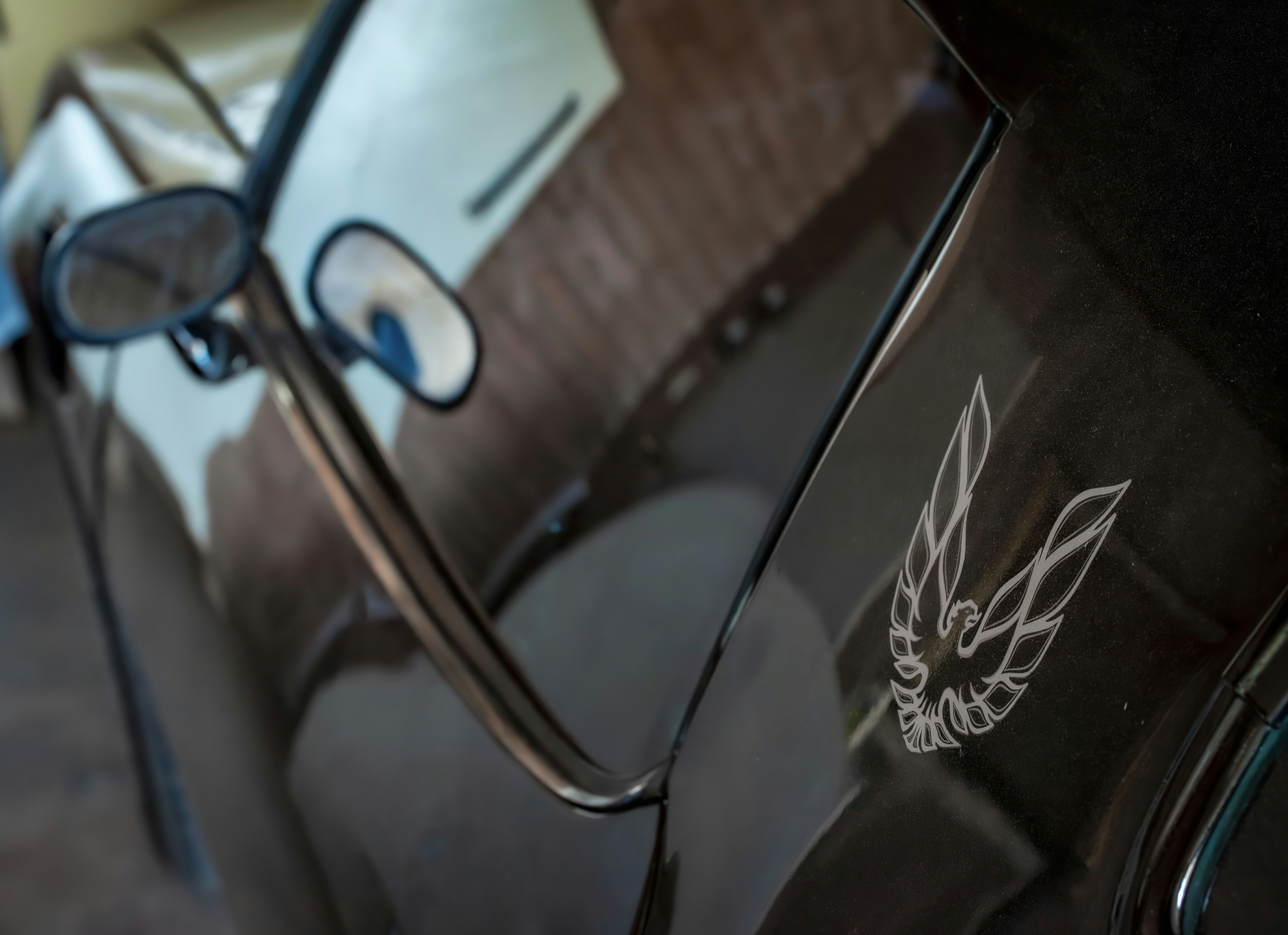 Vintage Car Wing Emblem: A Quiet Moment by the Door