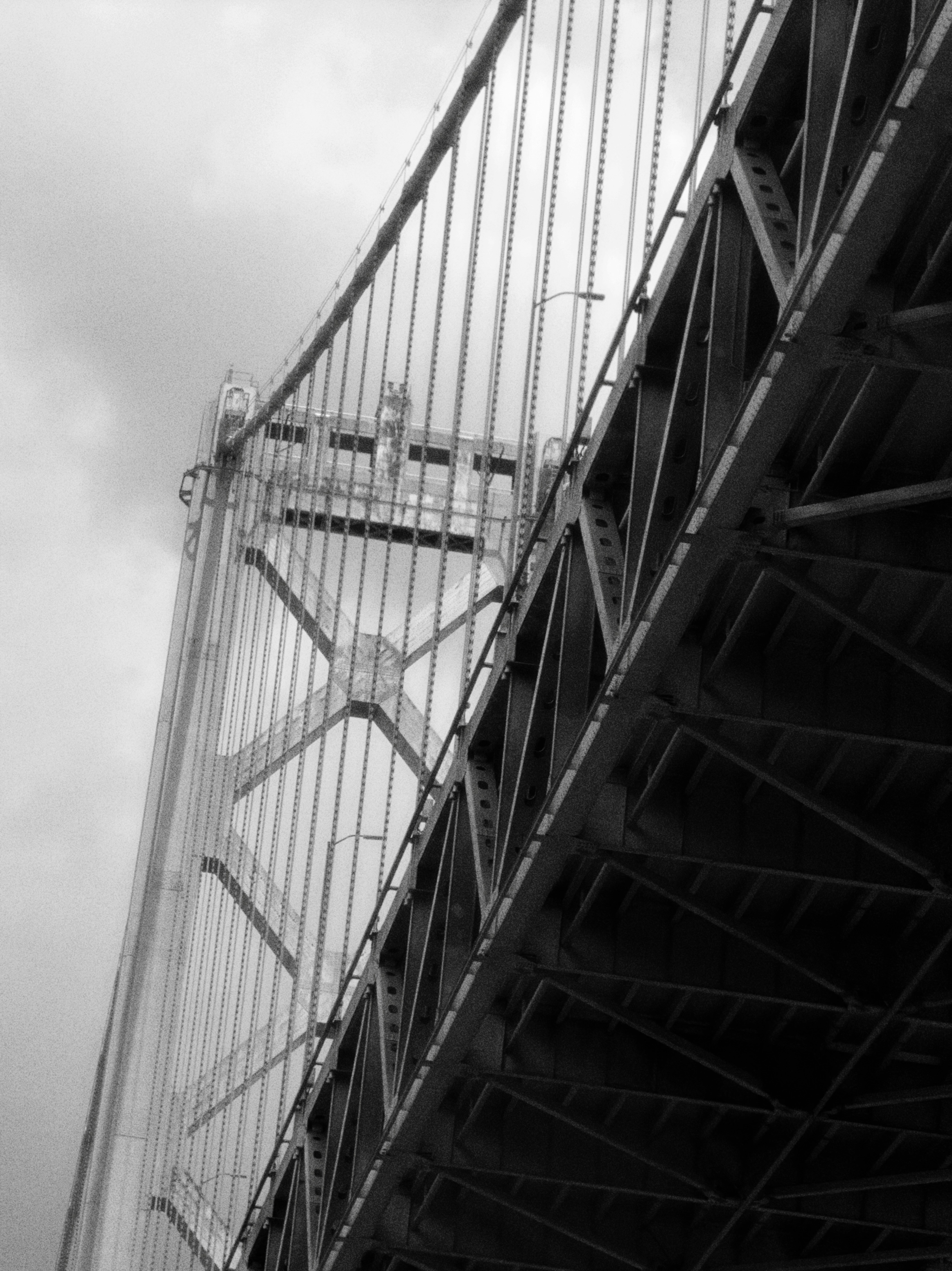 Diagonal Lines: A Bridge in Monochrome