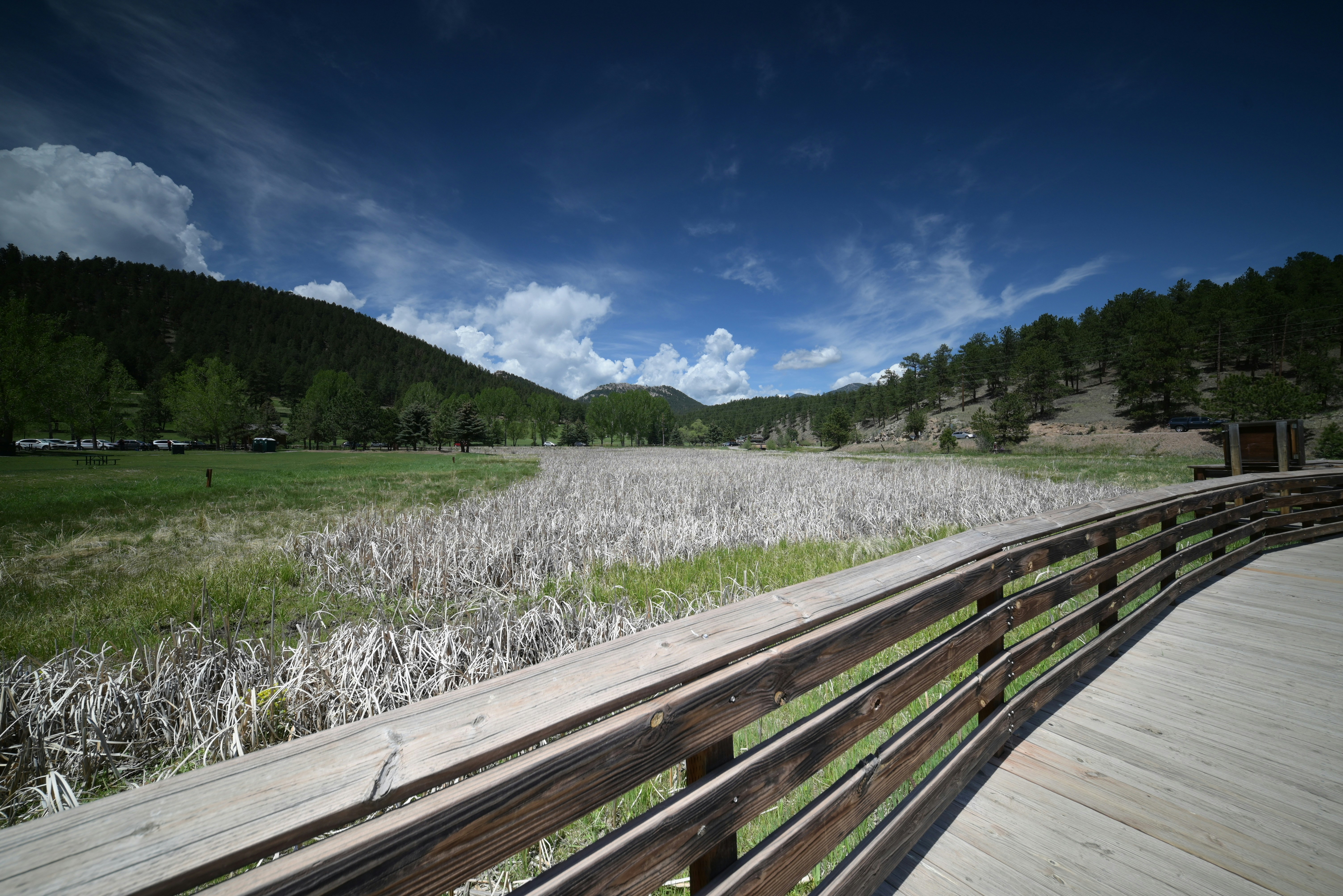 Bridgewalk Over Prairie Vista under a Carved Sky