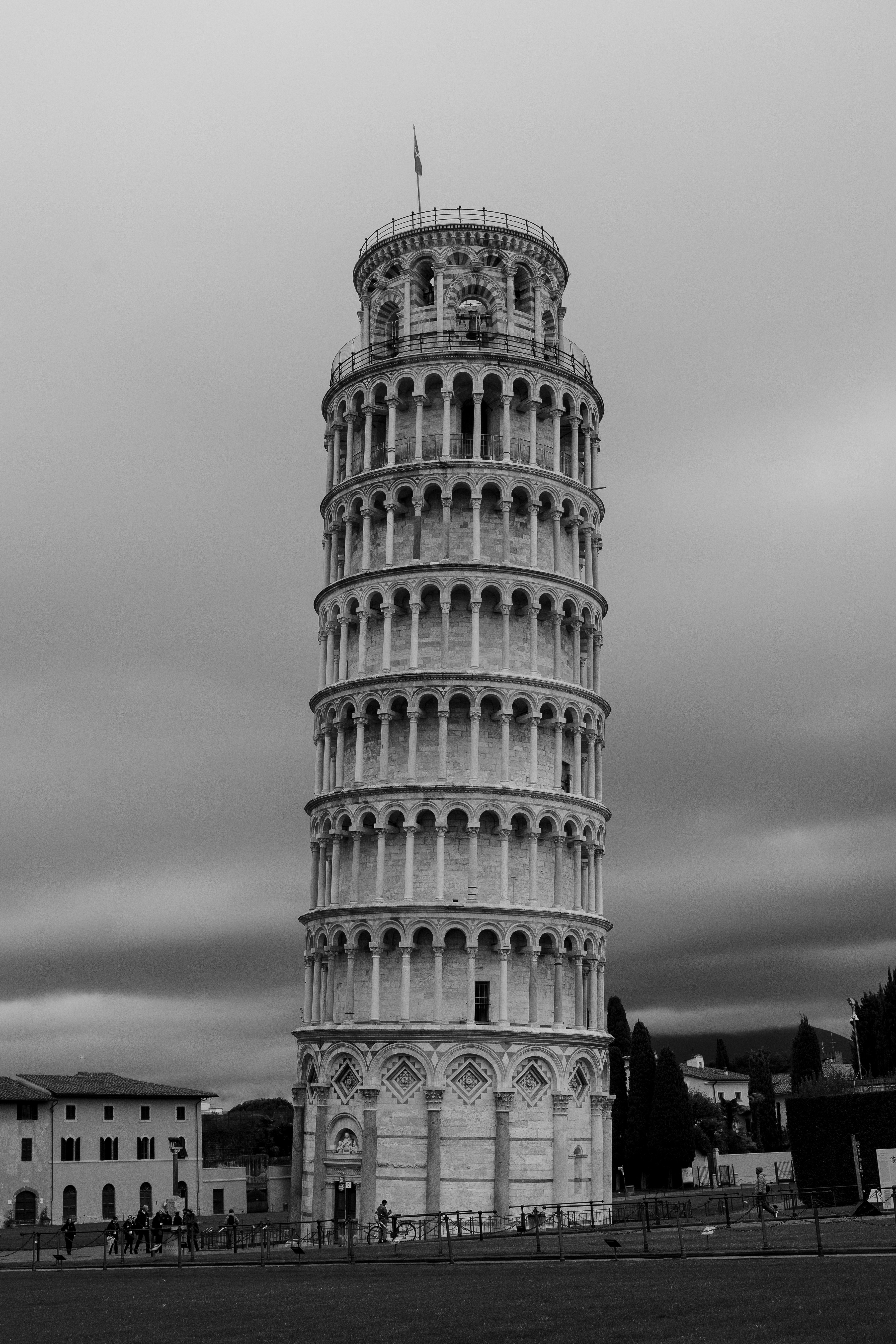 The Leaning Icon: Tower of Pisa in Monochrome