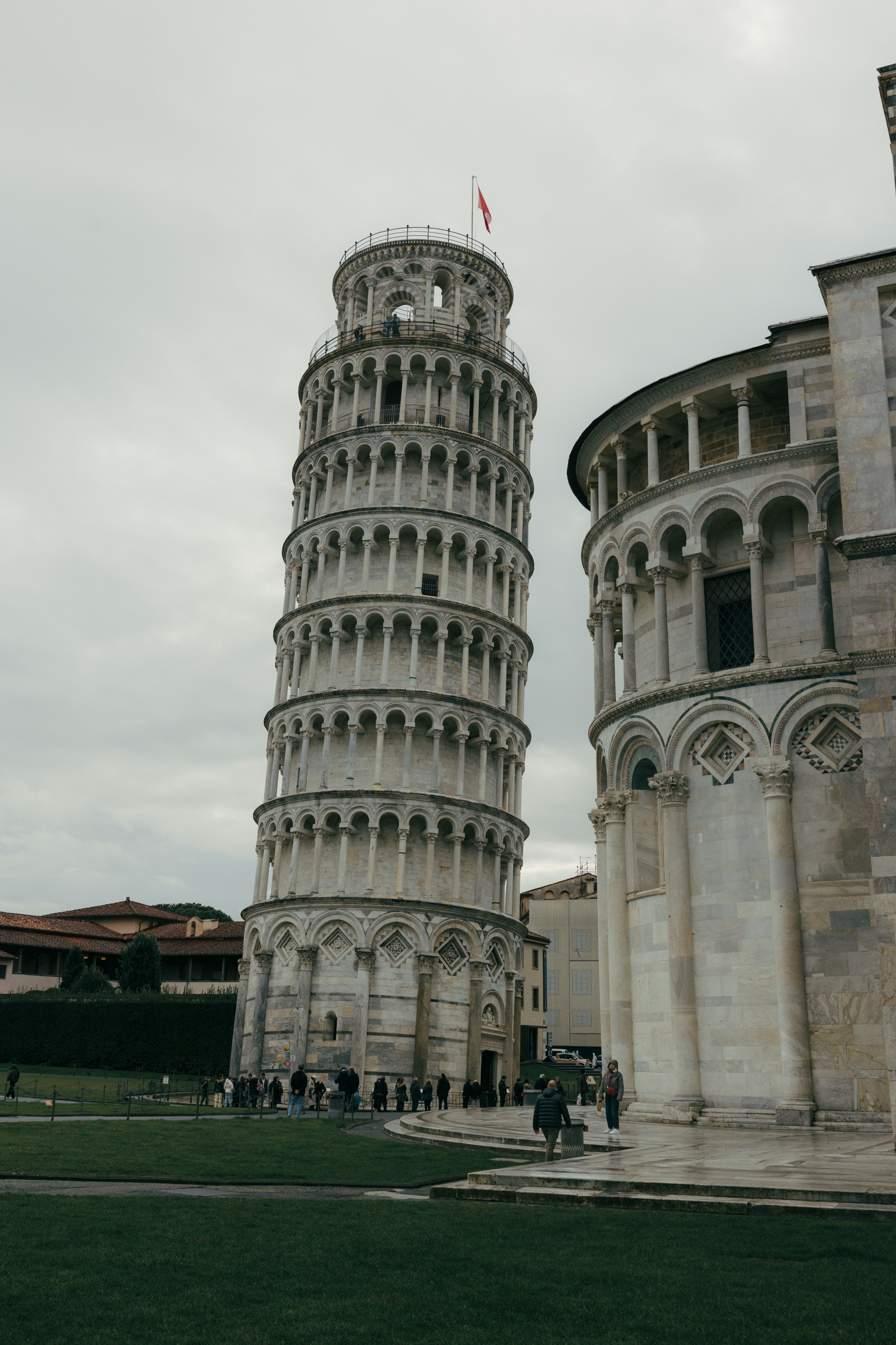 Leaning Marble: The Leaning Tower of Pisa Framed with the Baptistry