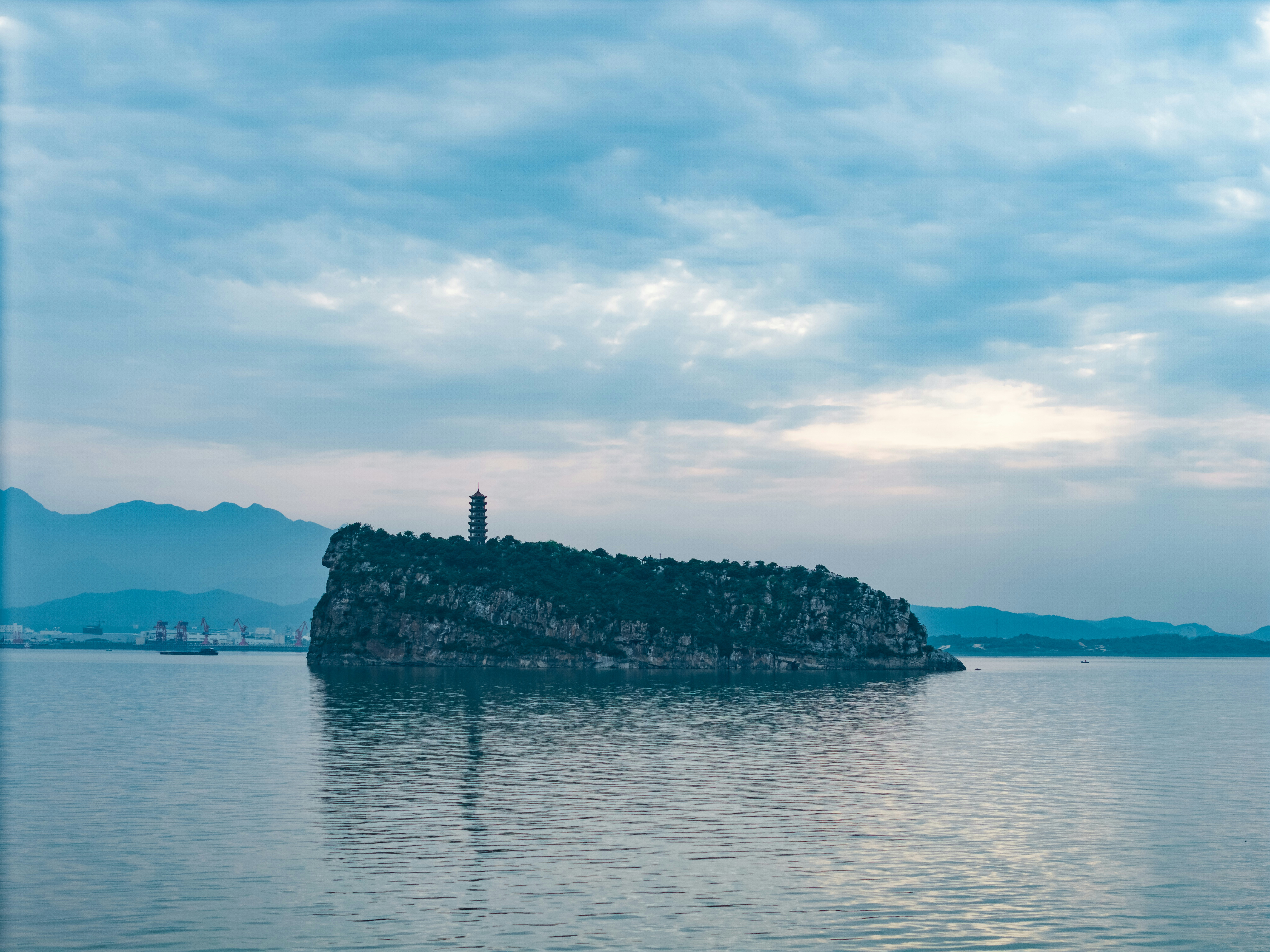 Island Castle Silhouette at Dusk