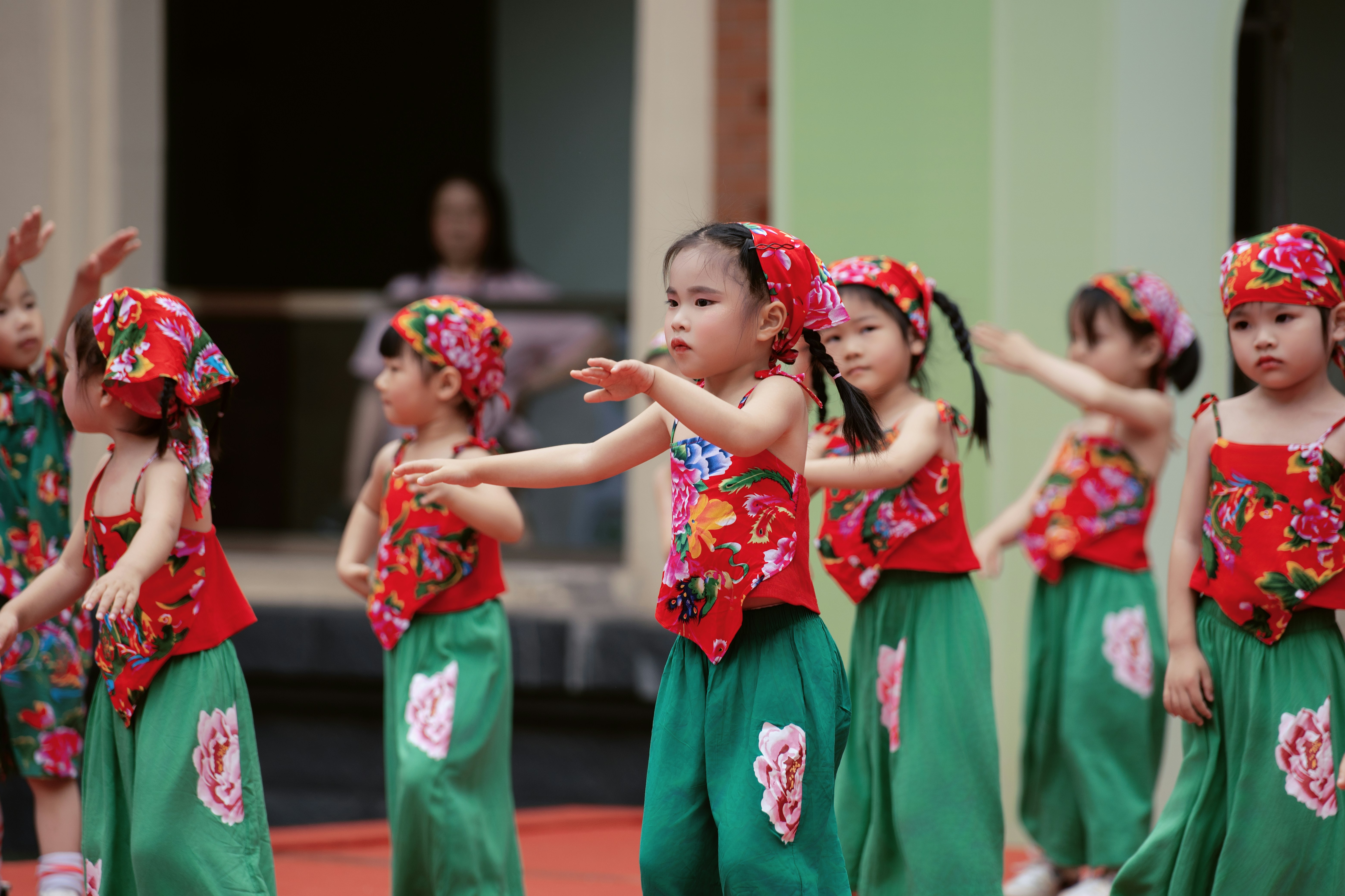 Vibrant Dance Line in Red and Green