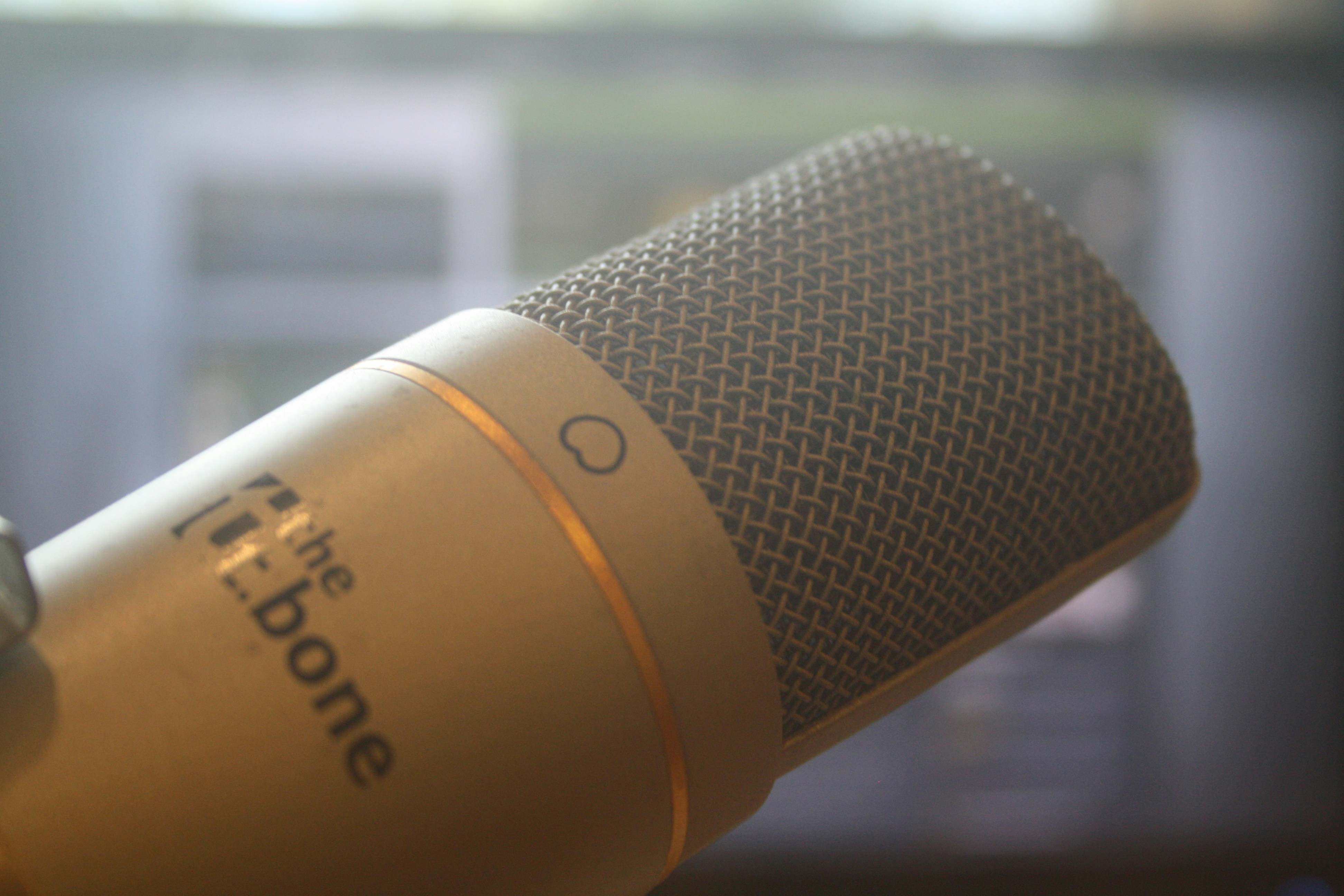 Golden Capsule: A Close-Up on a Studio Microphone