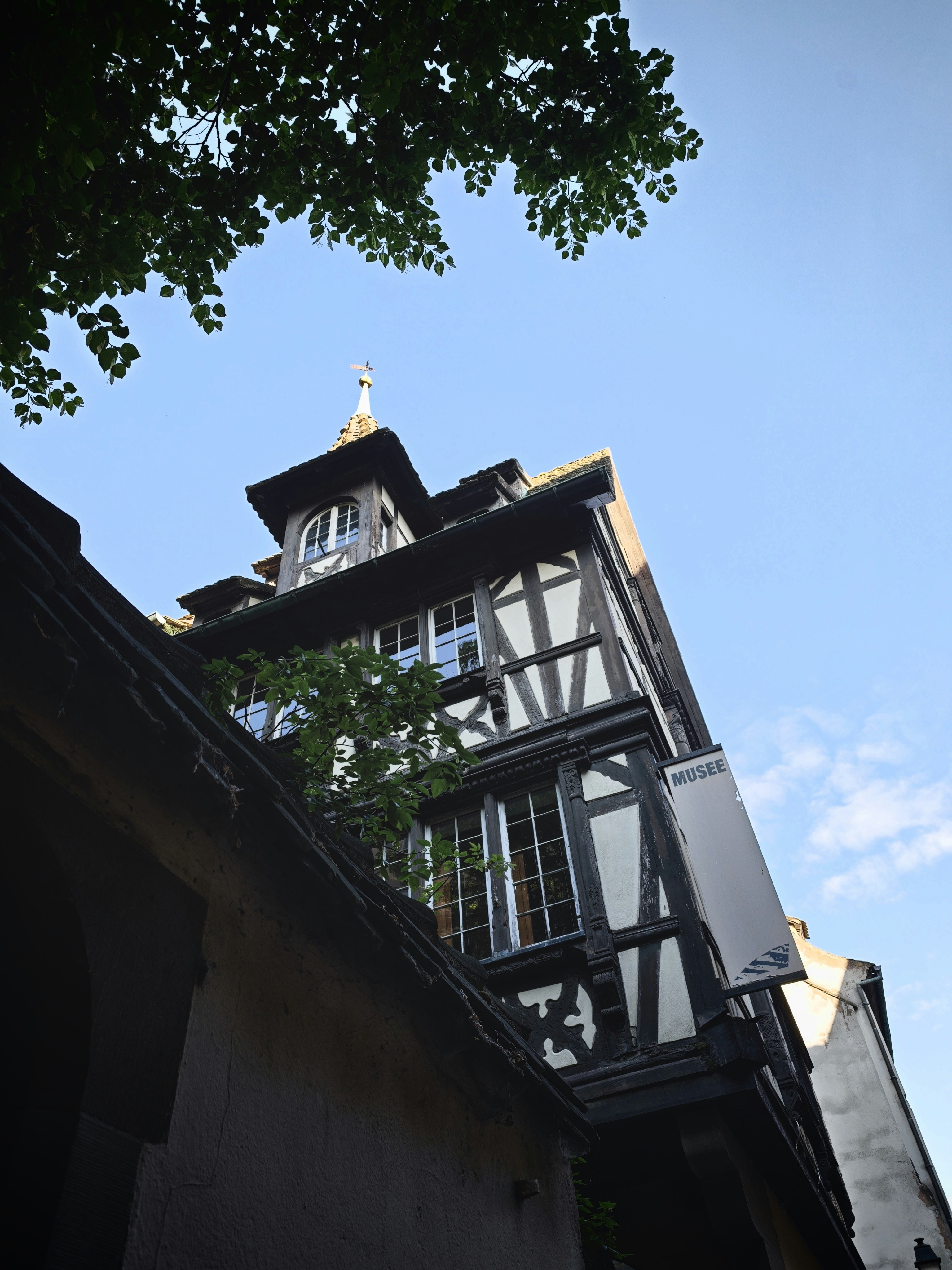 Timbered Facades Under a Clear Sky
