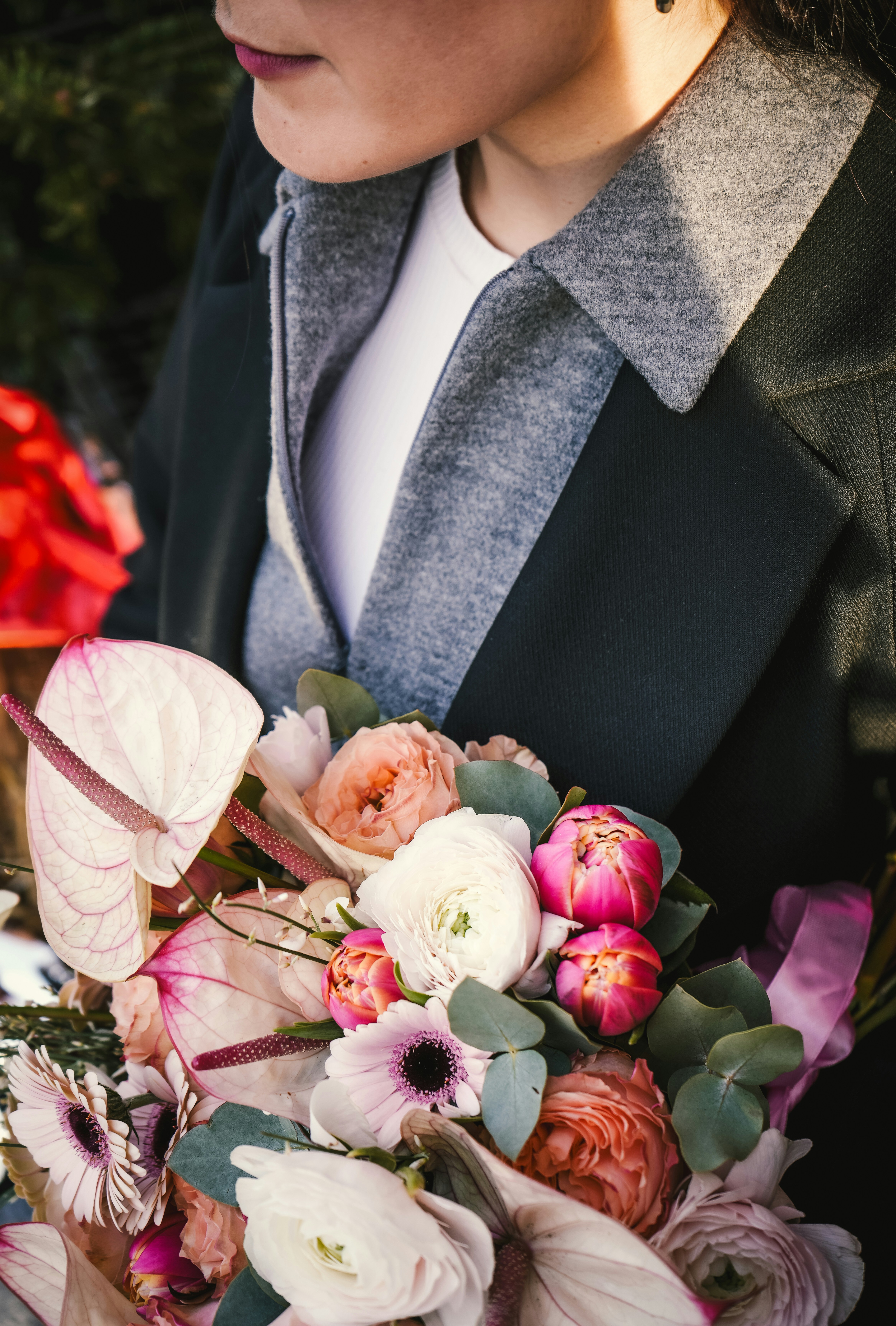 Bouquets and Blazer: A Portrait of Quiet Elegance