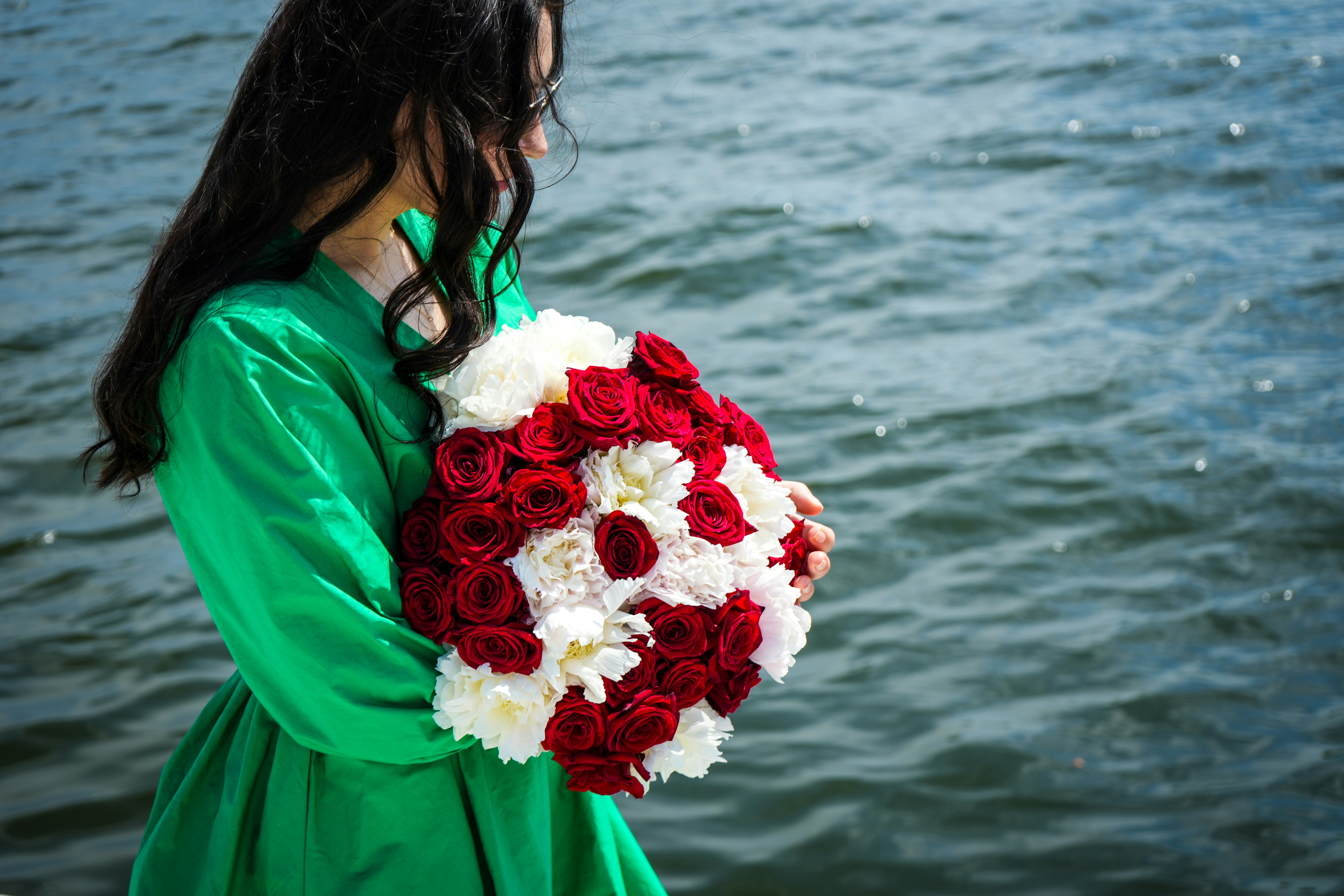 Emerald Garb and Rosy Keepsake by the Water