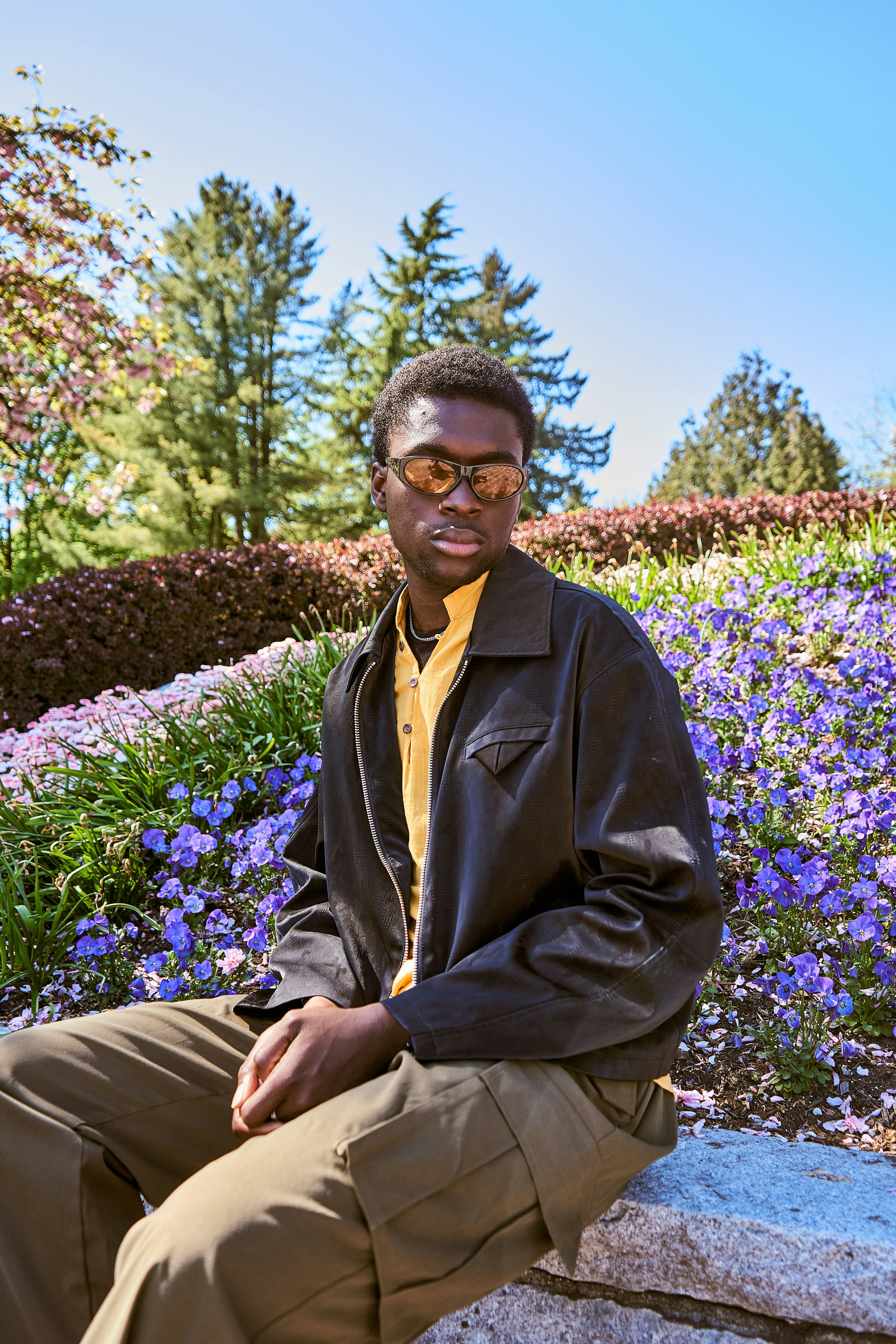 Portrait in a Blooming Terrace: Warm Light on a Cityscape of Flowers
