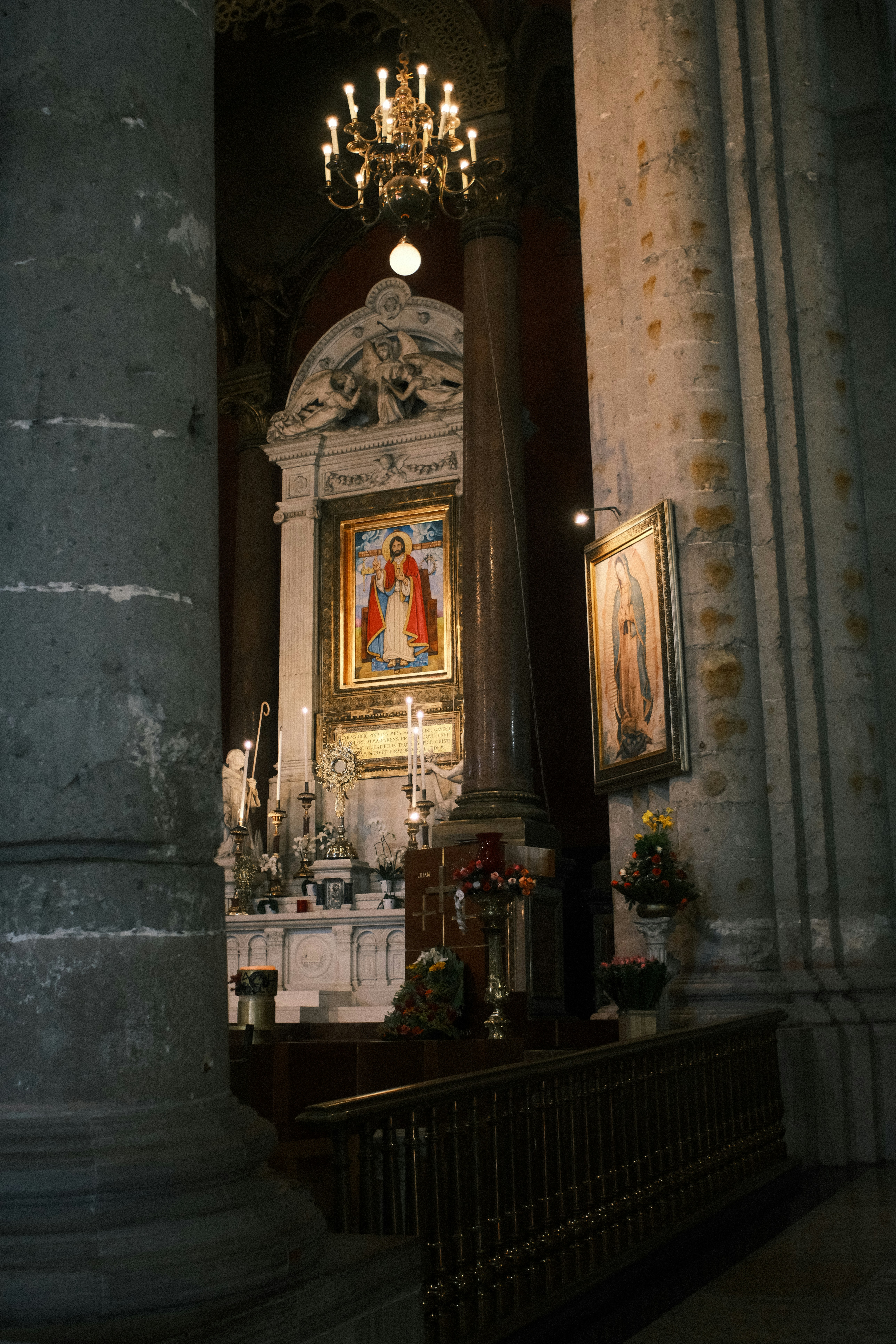 Charmed Altarway: Candlelight Illuminates a Sacred Icon