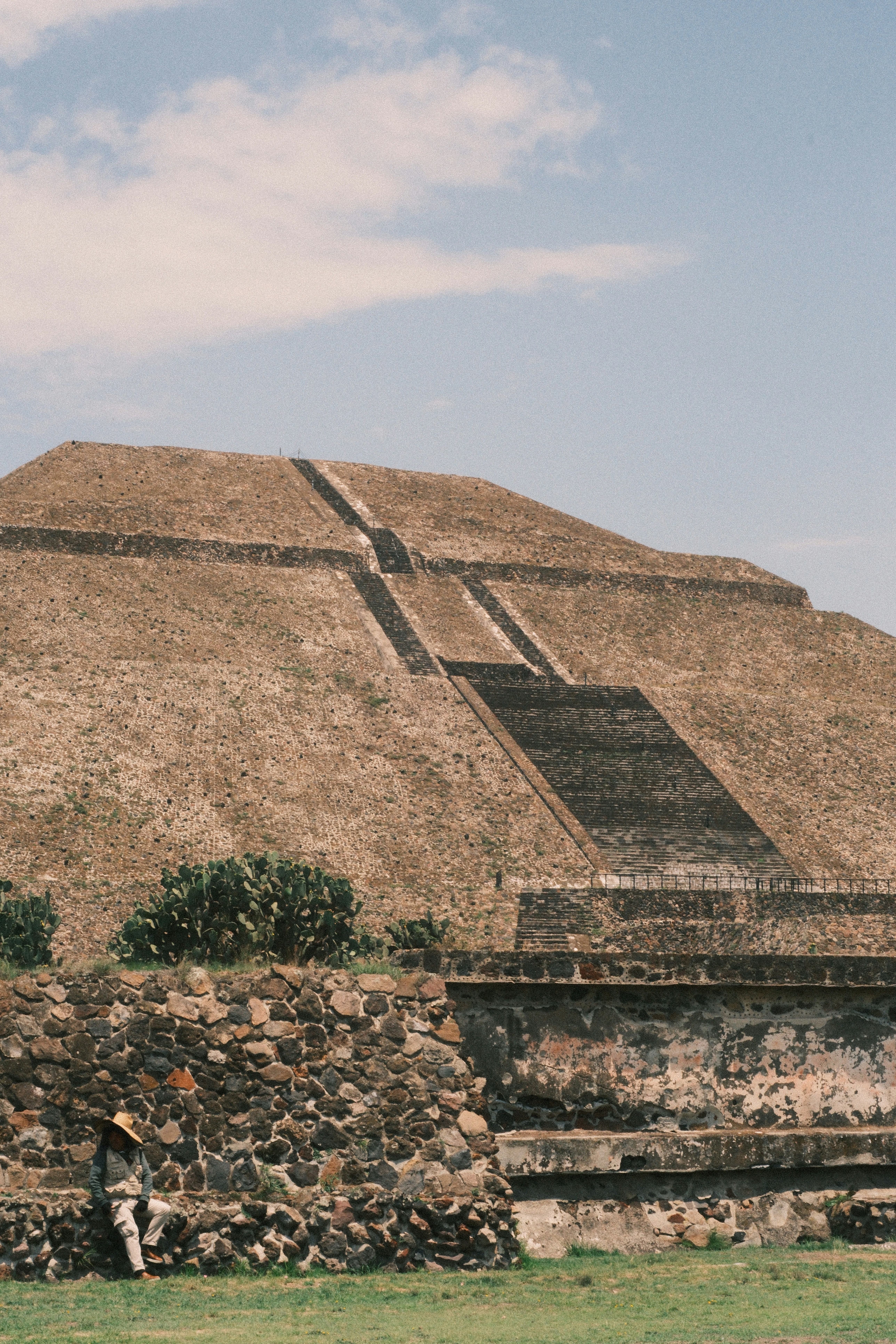 Stone Staircase Ascending a Ancient Myramid-Like Structure