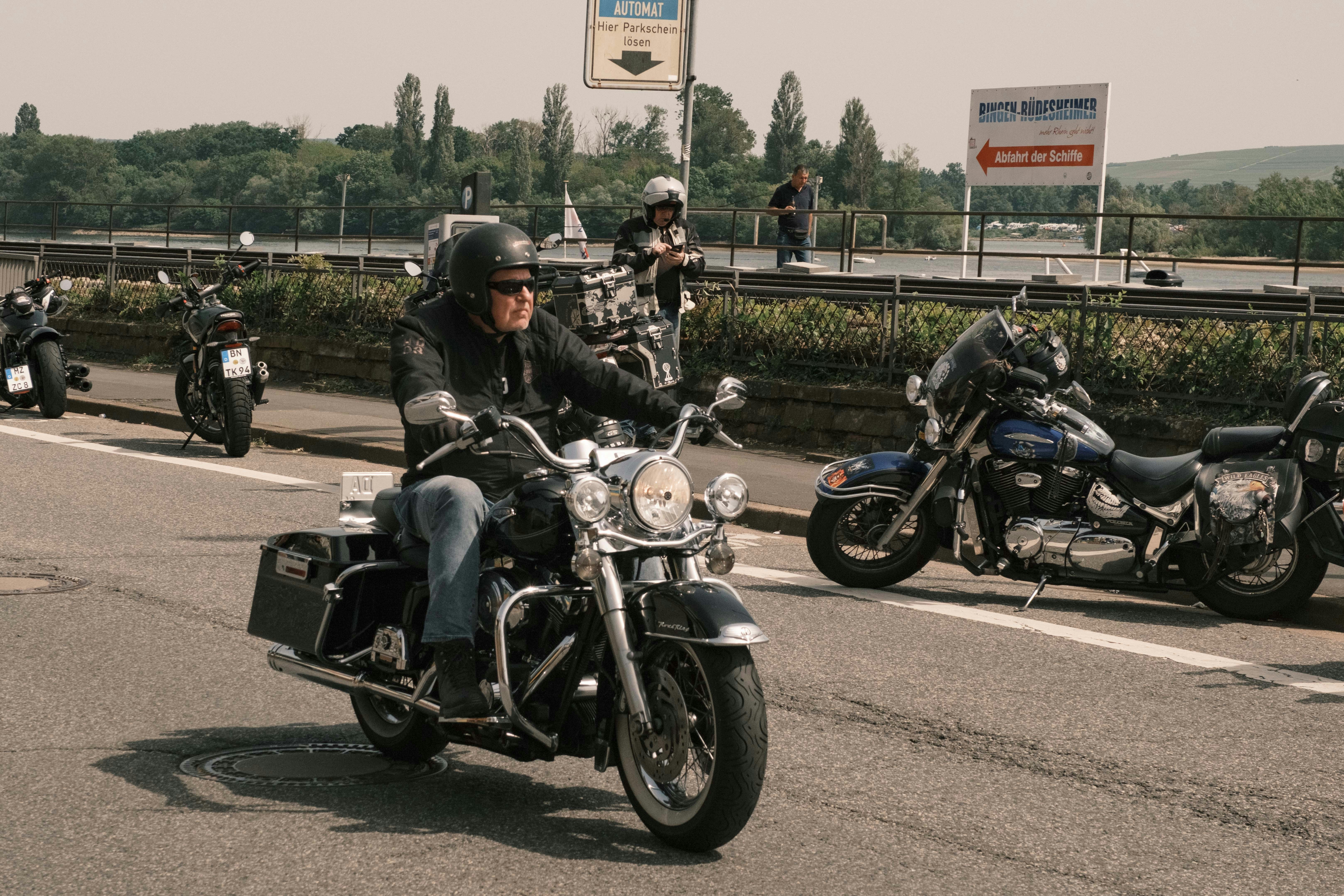 Chrome and Asphalt: A Rider Leading the Highway Parade