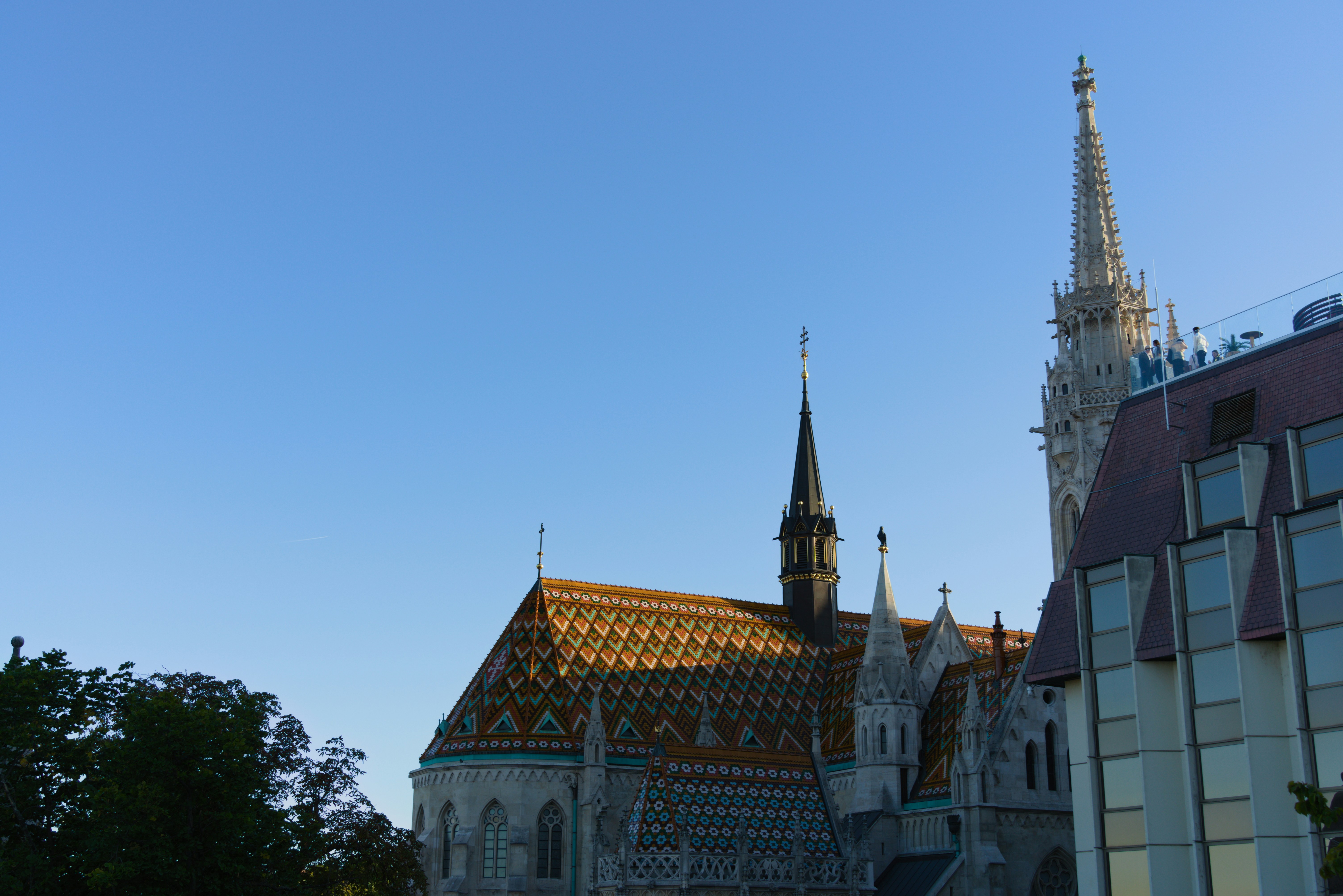 Tile-roofed Basilica Under a Clear Urban Sky