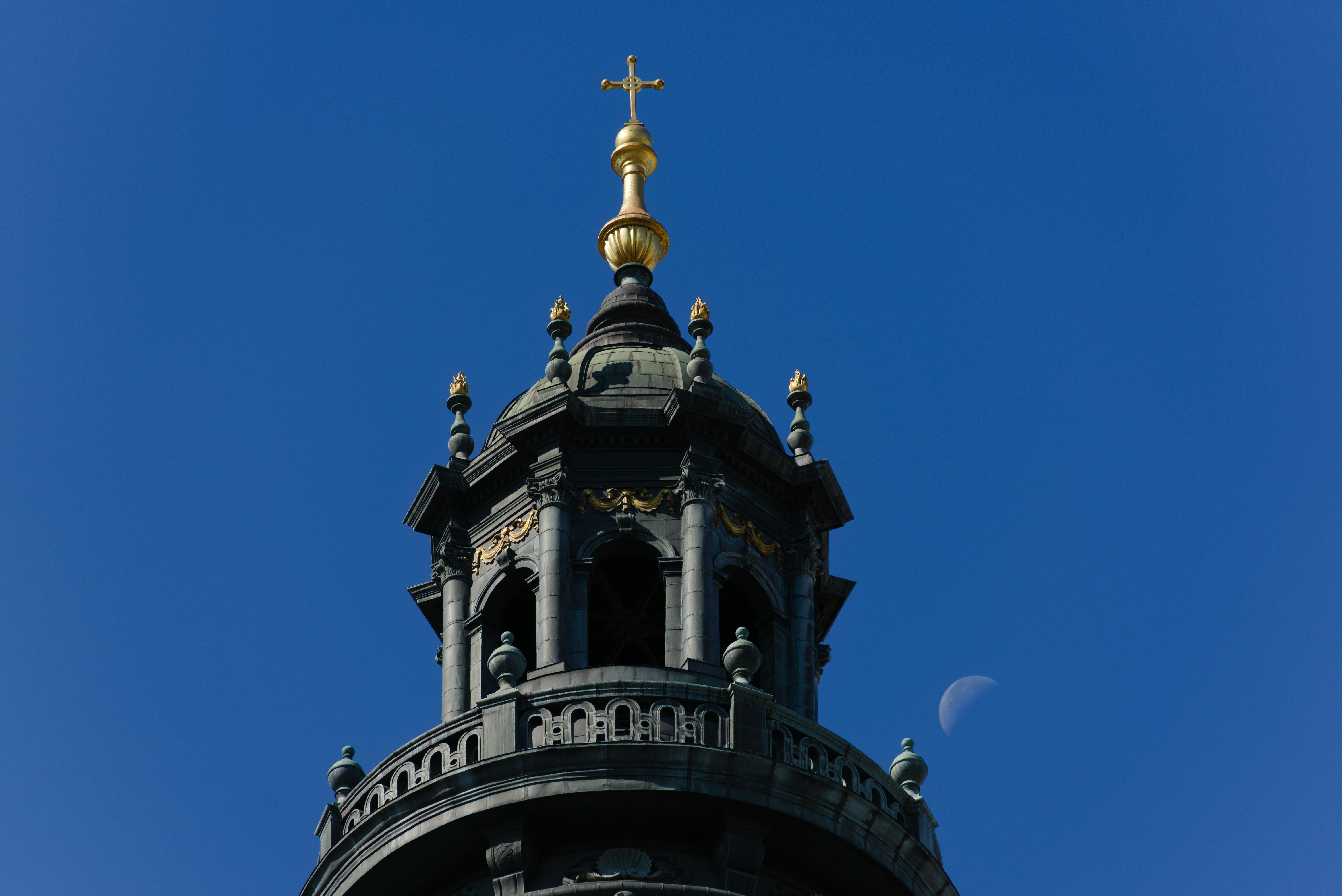 Crowned Turret Reaches Toward a Clear Sky