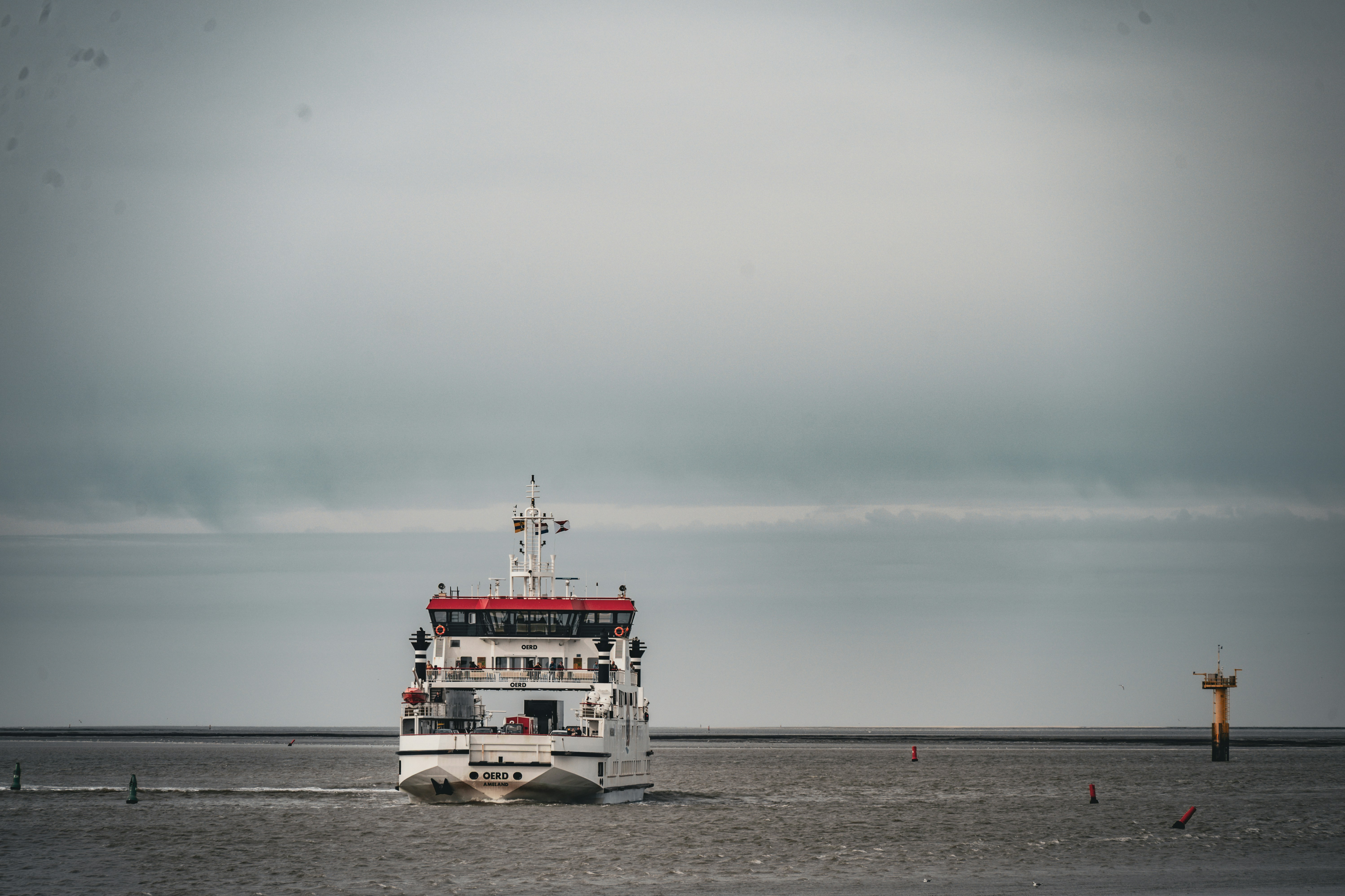 Passenger Ferry Edging Toward Open Sea