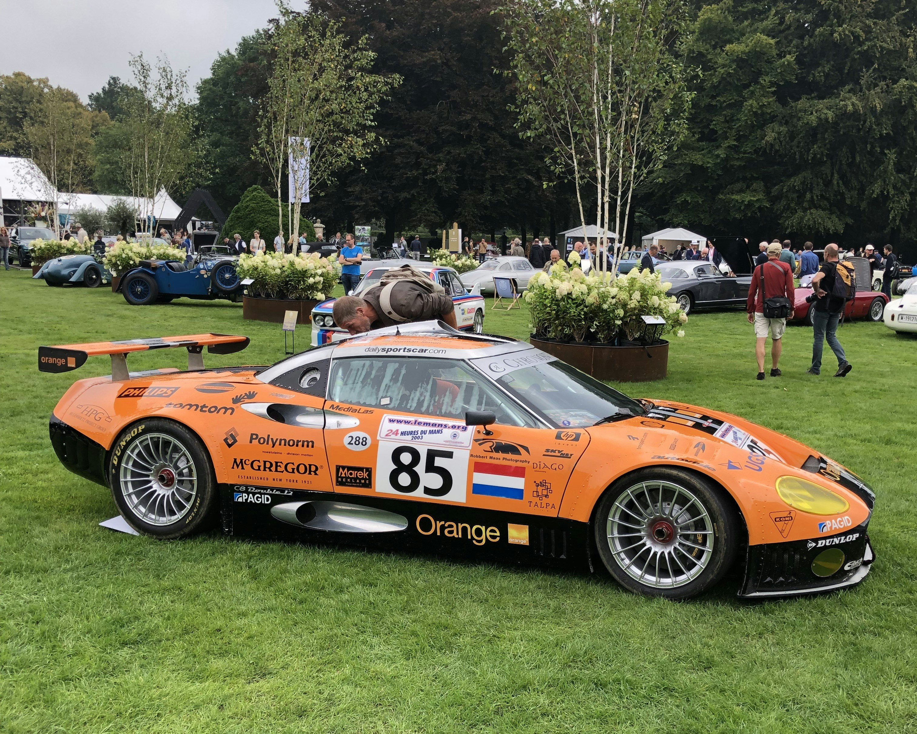 Orange race machine at the lawn show, captain of the display