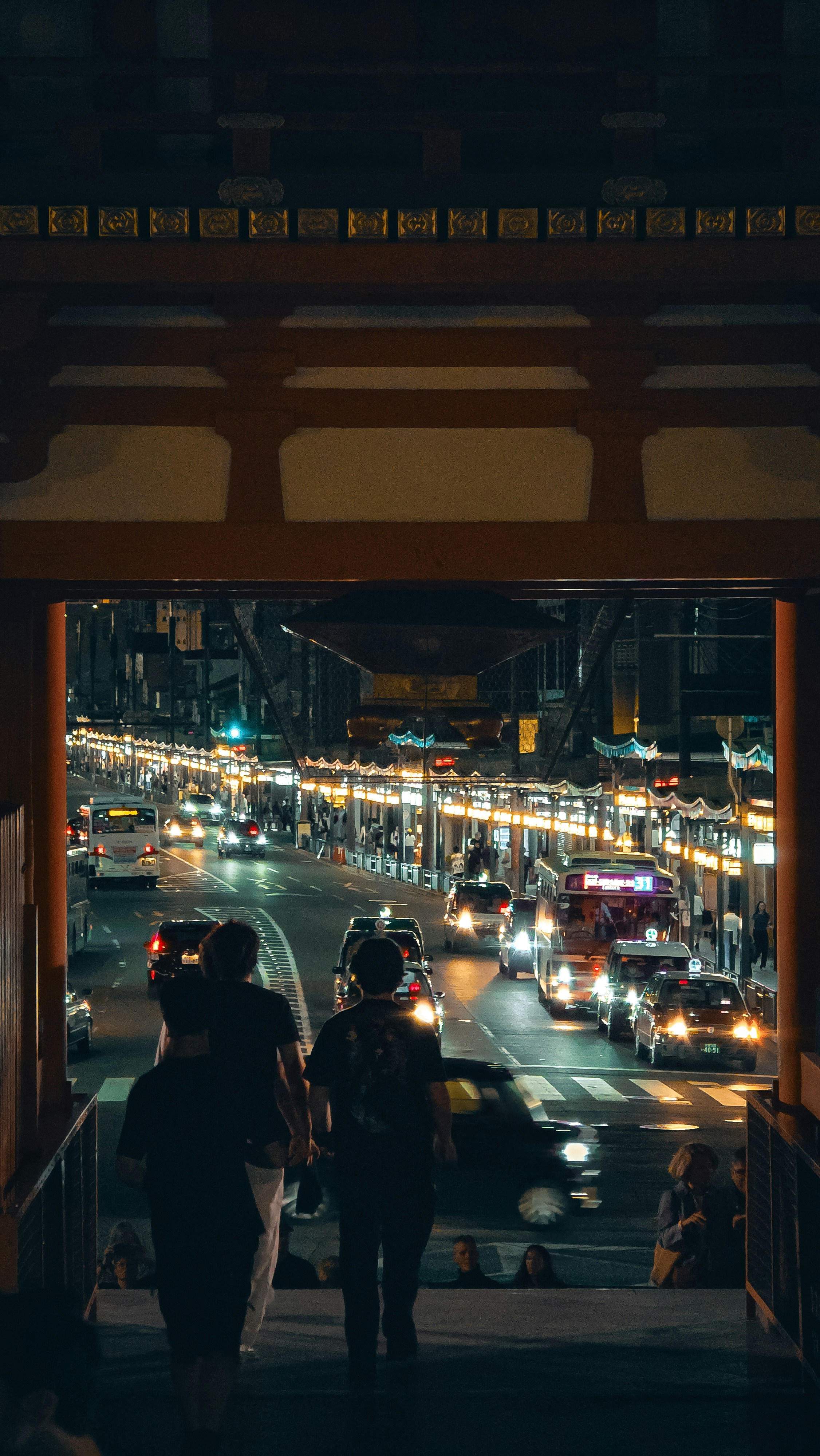 Night Corridor: Pedestrians Enter the Neon Street