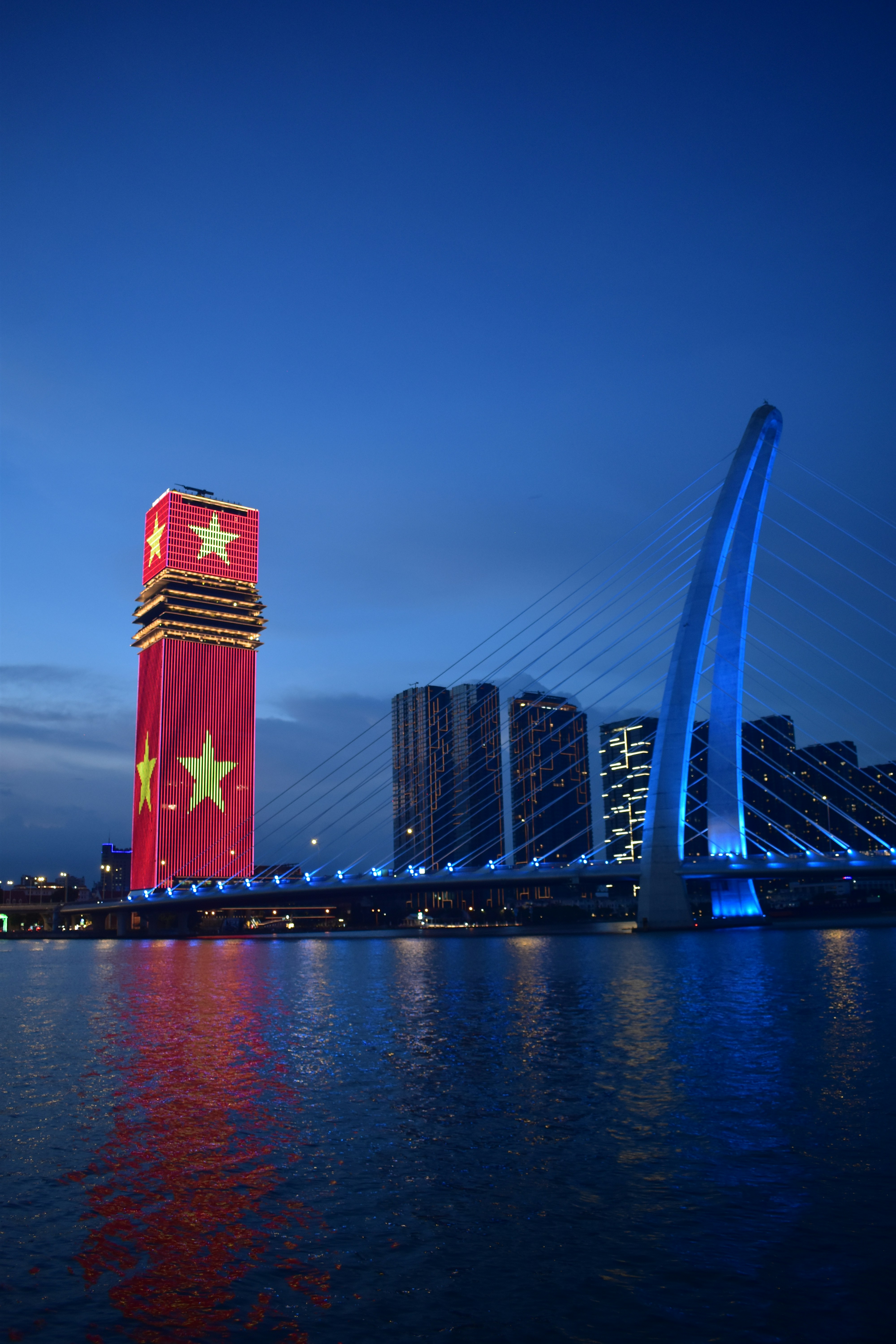Dragon Tower and Cable-Stayed Blue Arc