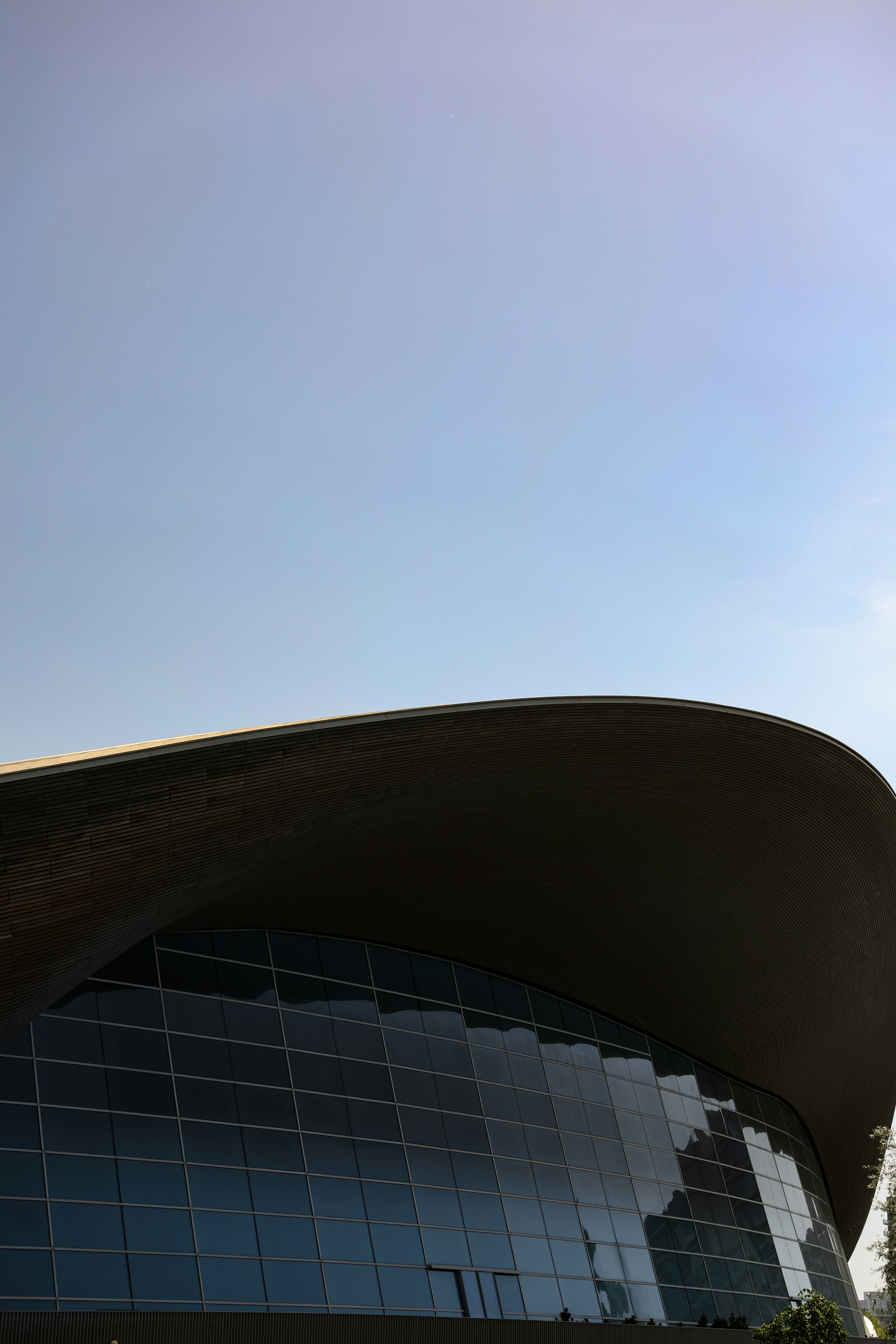 Curved Roof, Glass Facade, and Skyline Echo