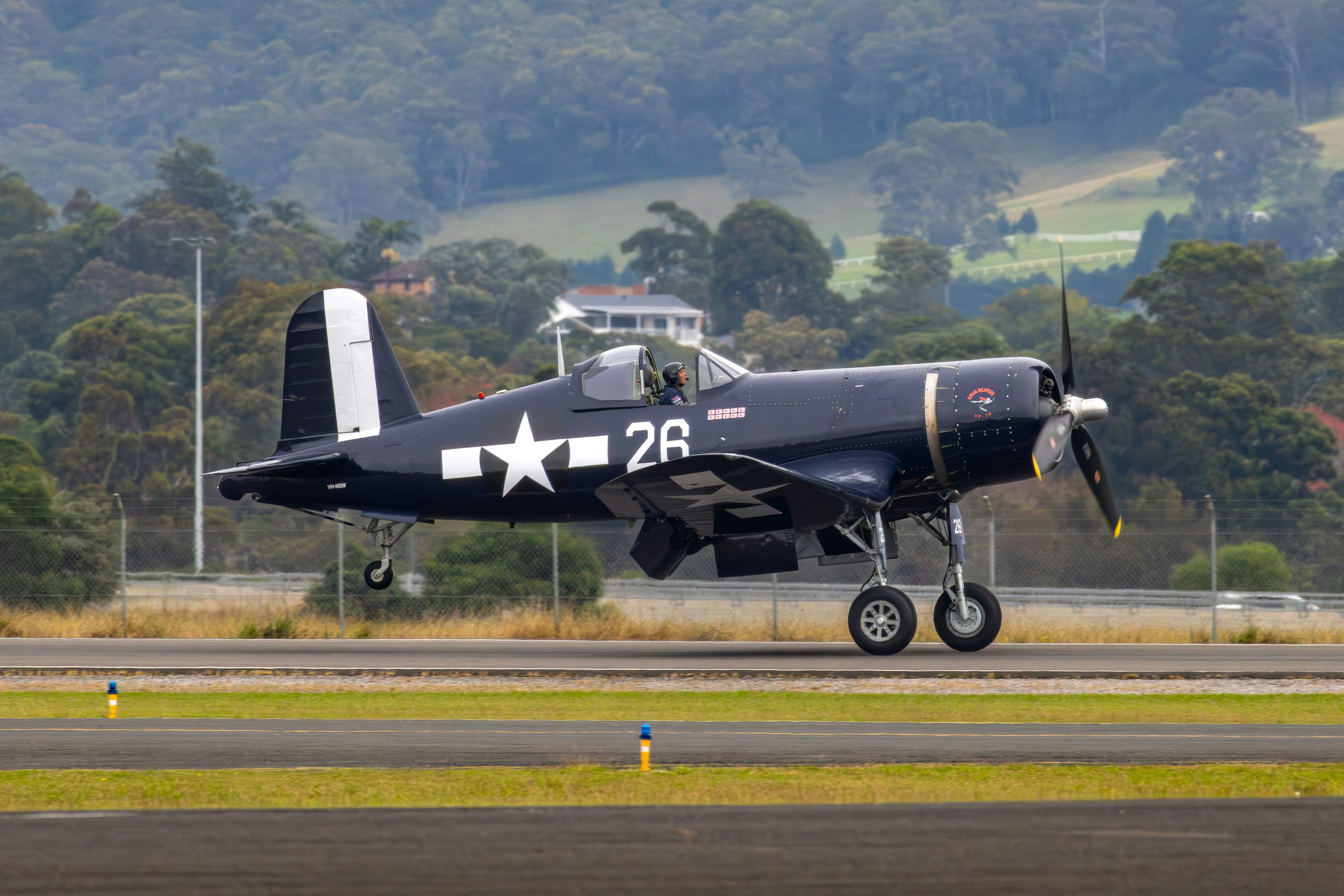Paul Bennetts F4 Corsair flying at the Wings over Shellharbour airshow