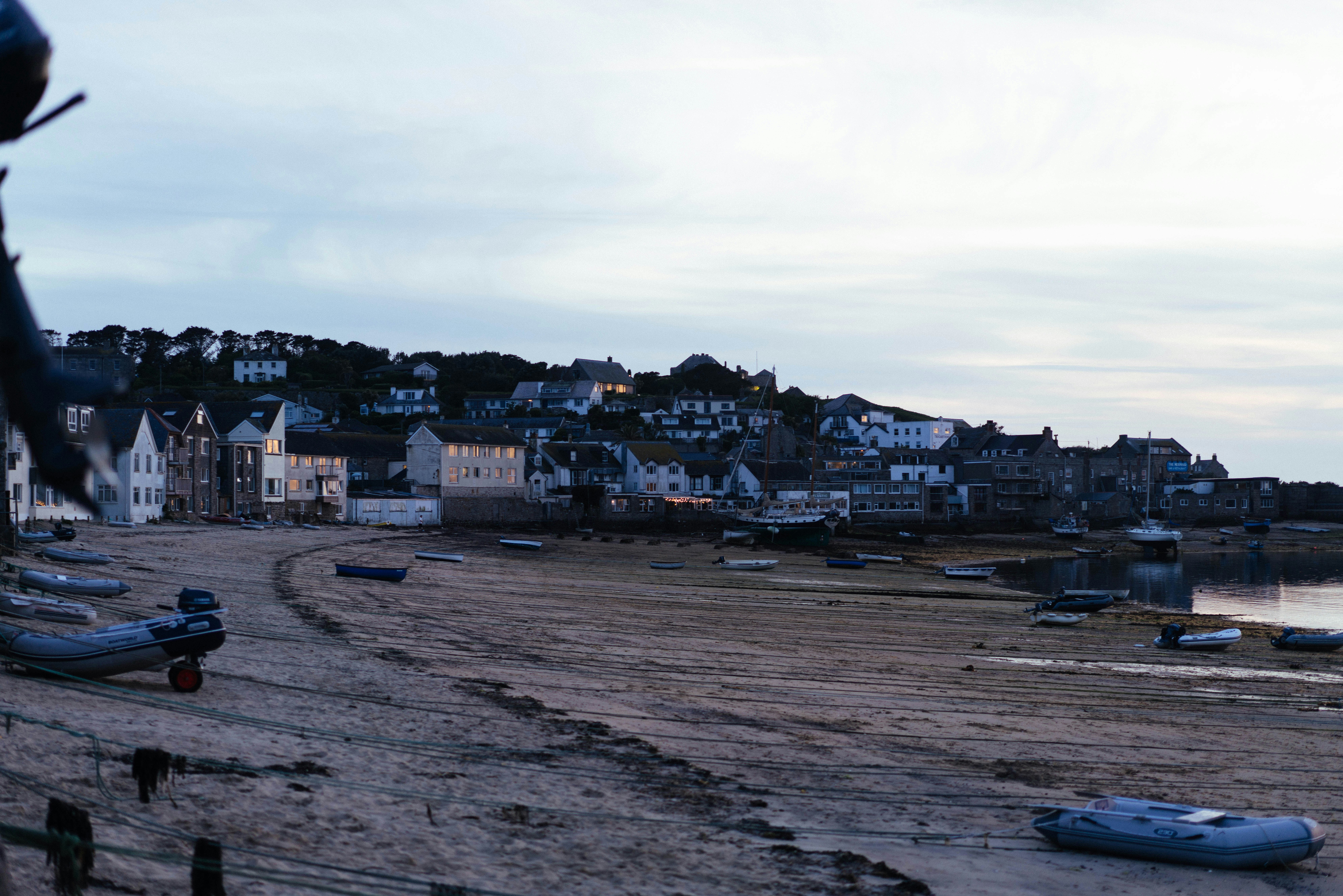 Harbor Quiet: Dusk Over a Tranquil Coastal Village