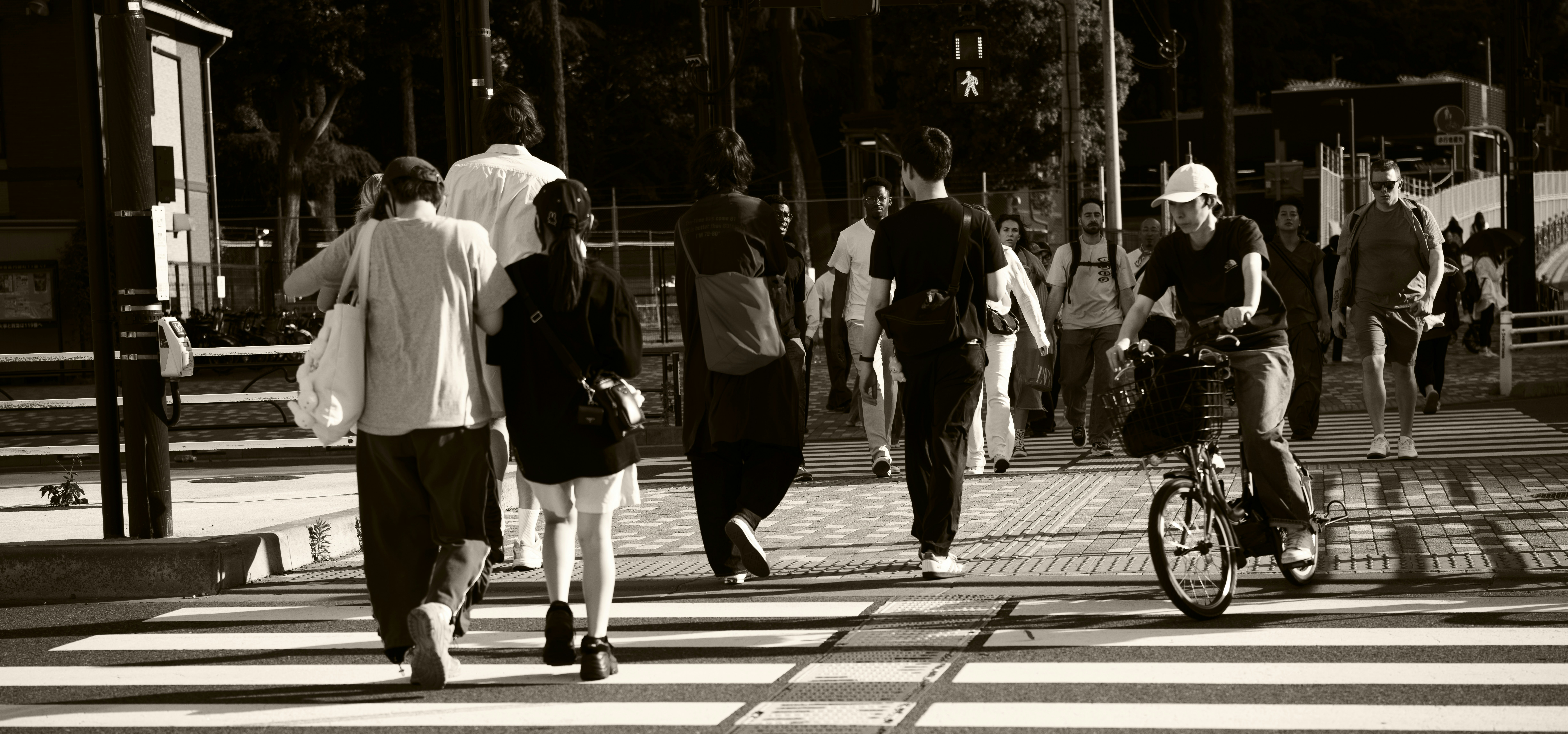 Crosswalk Confluence: A Busy Pedestrian Mosaic at Dusk