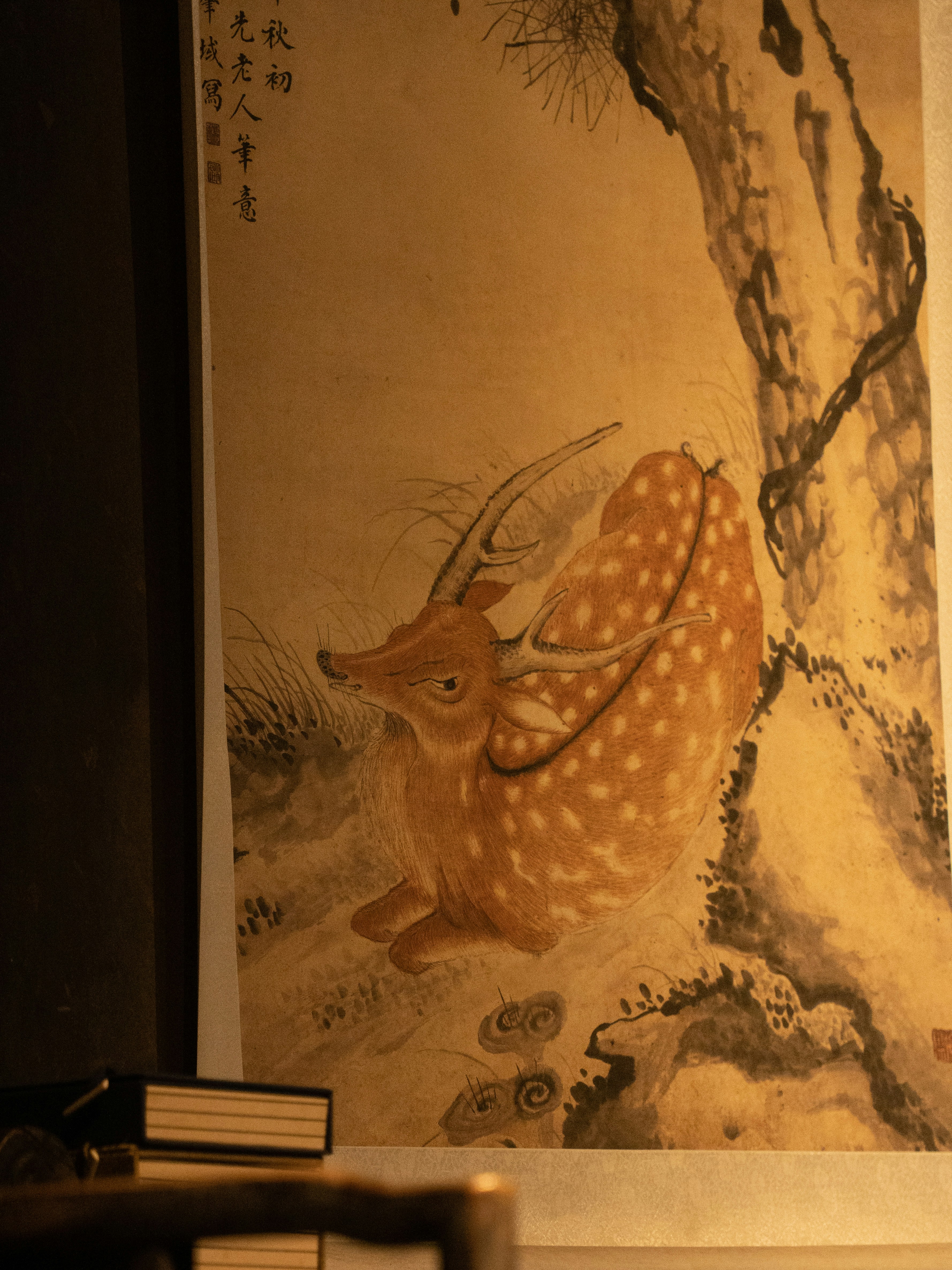 Moonlit Deer in an Ancient Scroll