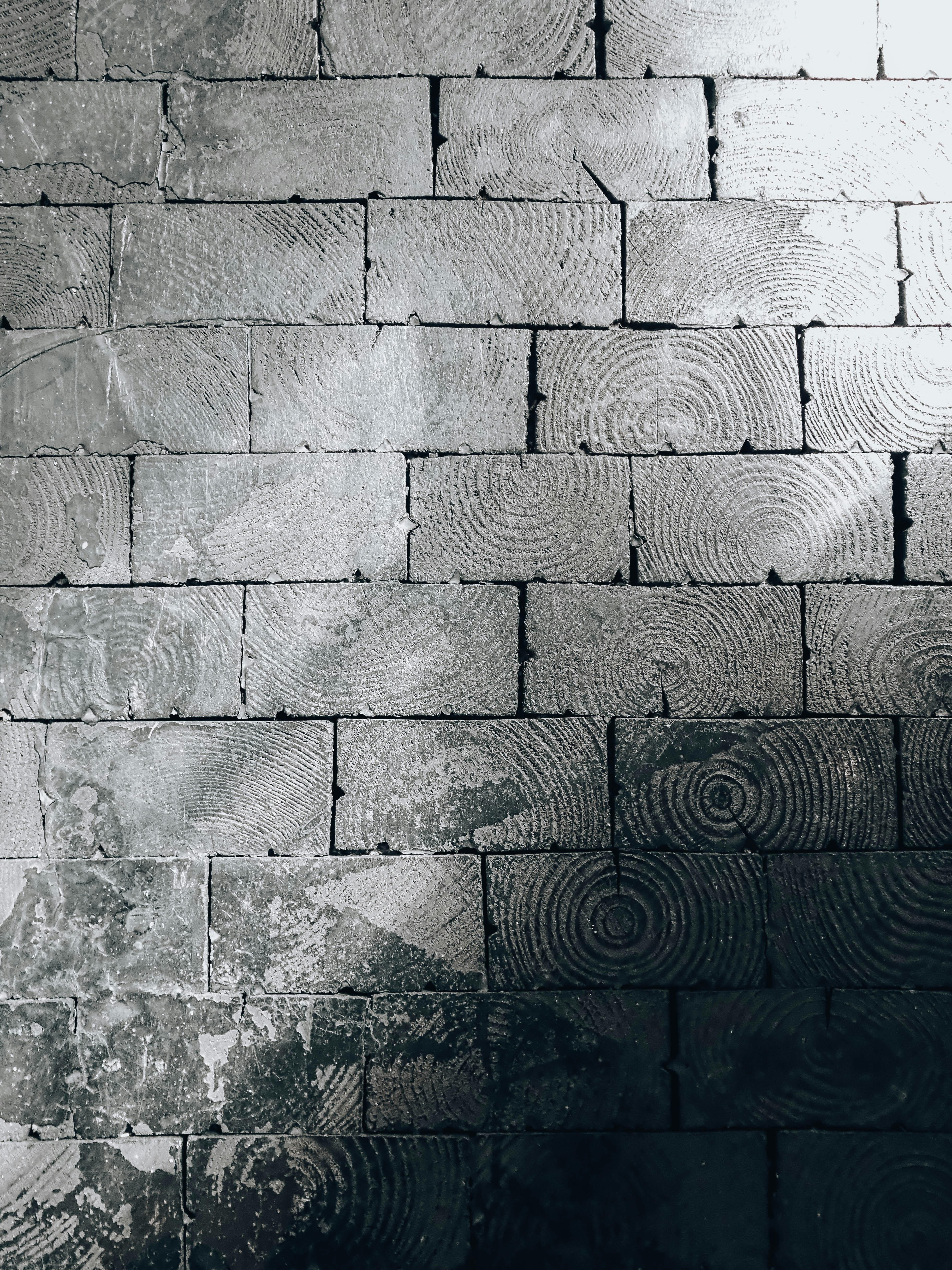 Rough Stack: Weathered Brickwork with Subtle Shadowed Radii