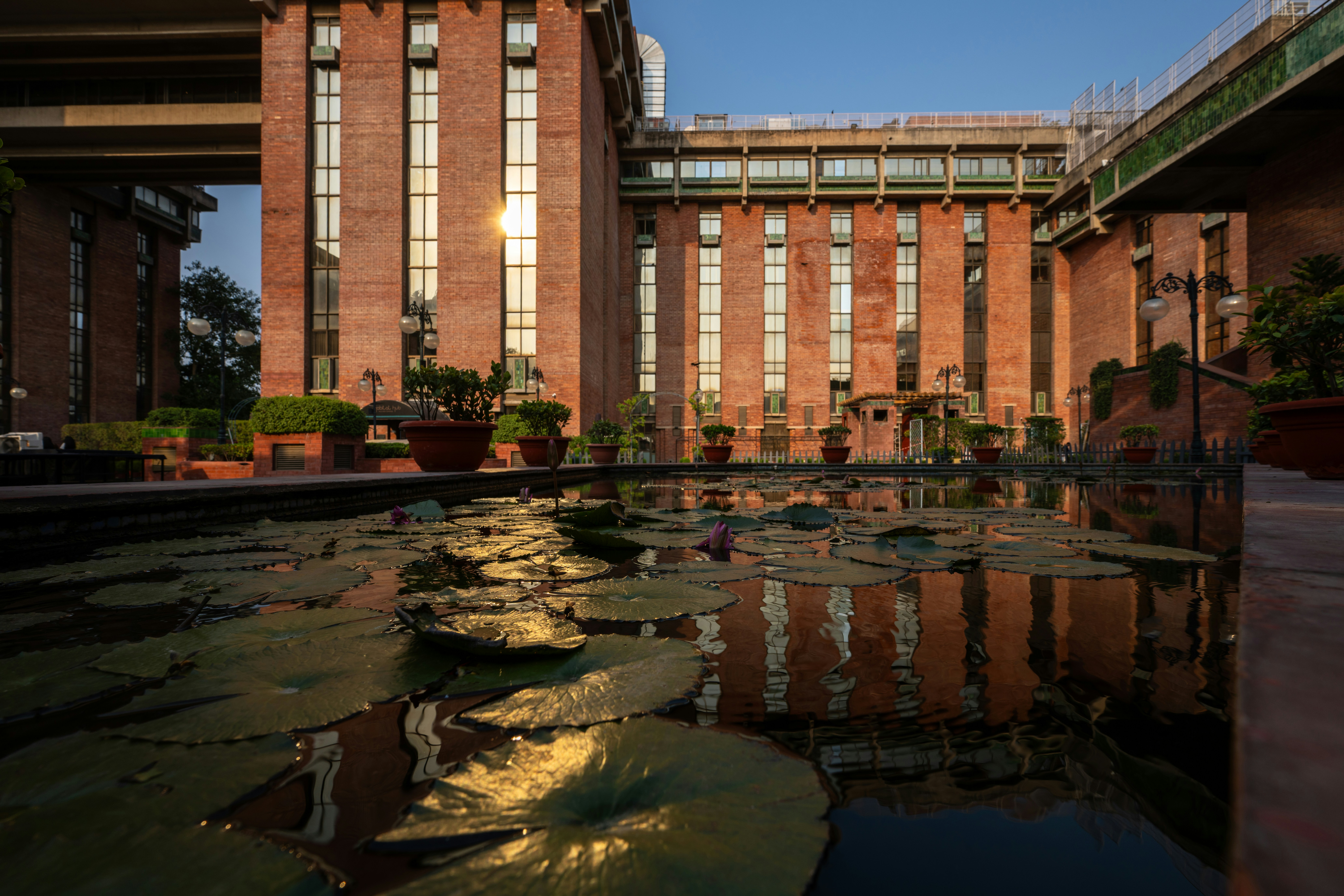 Echoes of Brick and Water: Symmetry at the University Courtyard