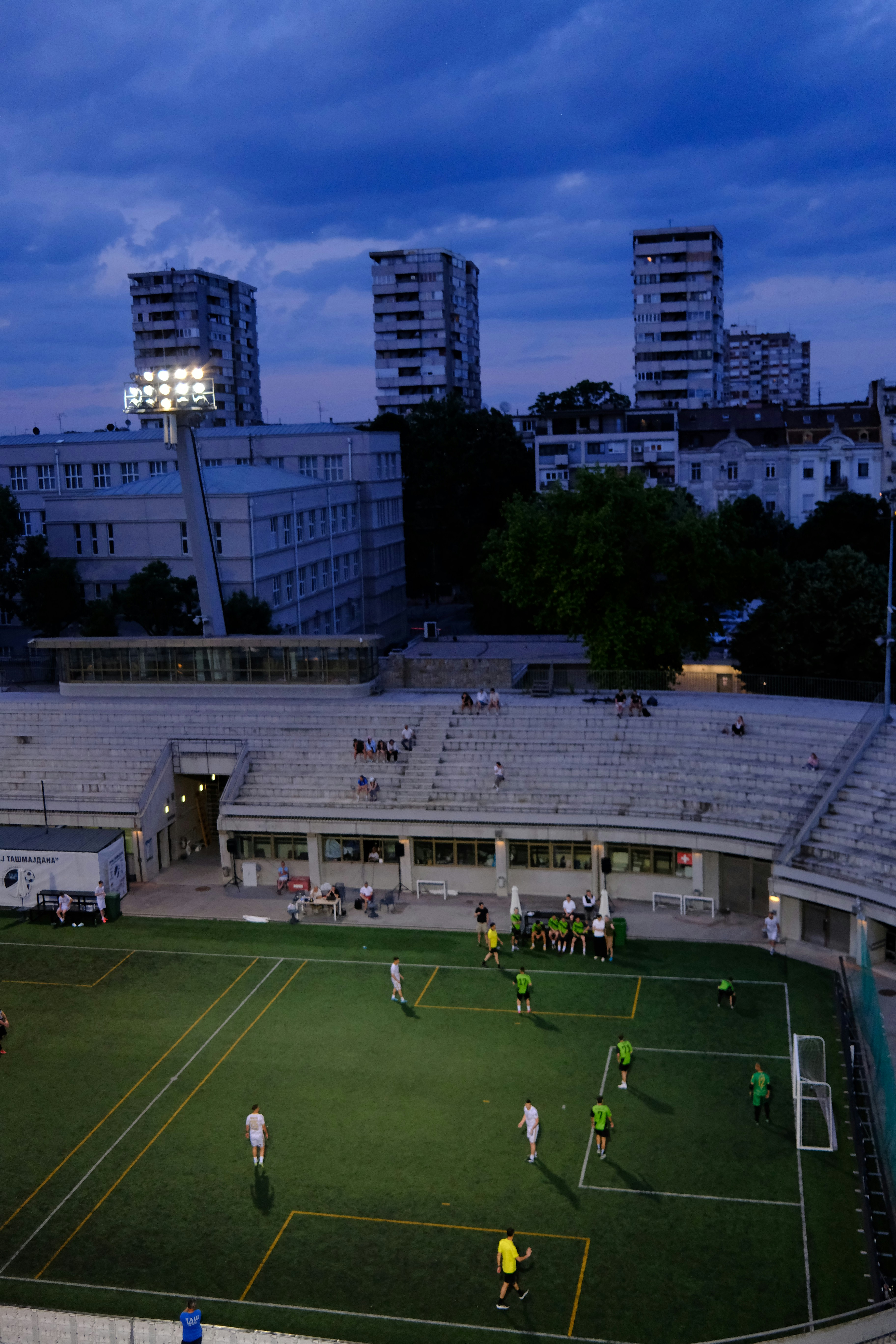 Evening Match Under Stadium Lights