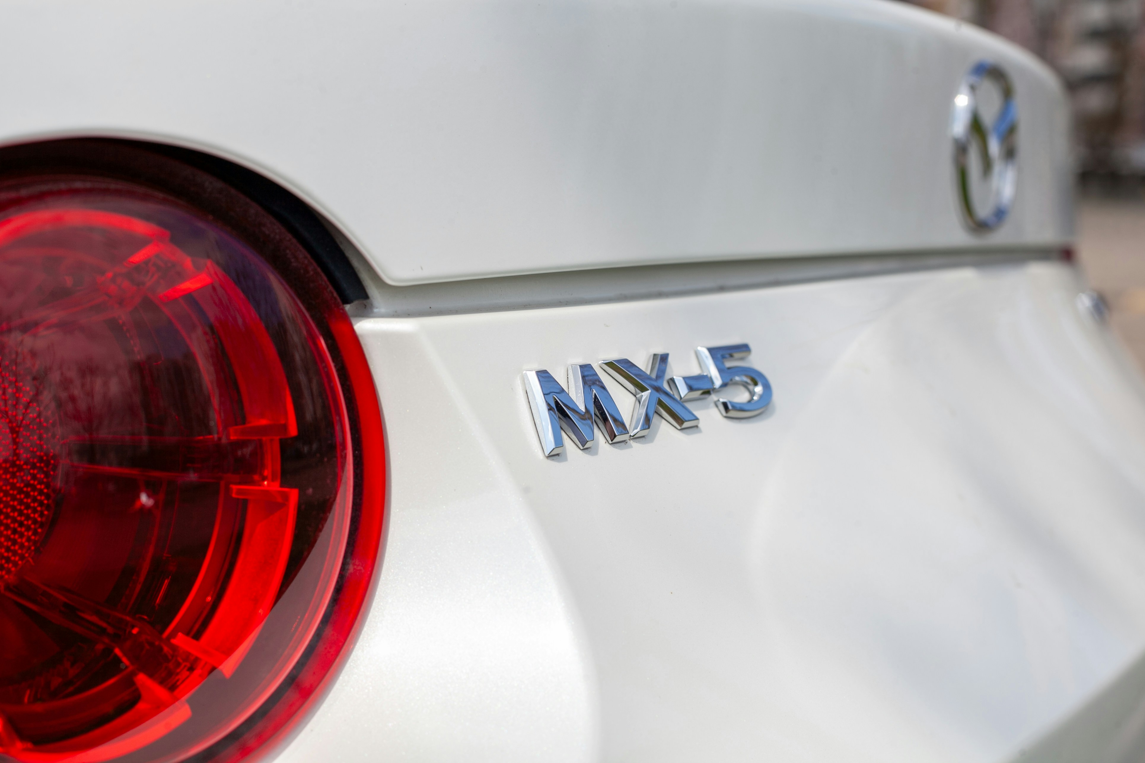 MX-5 Badge in Focus: A Quiet Reveal on a White Rear