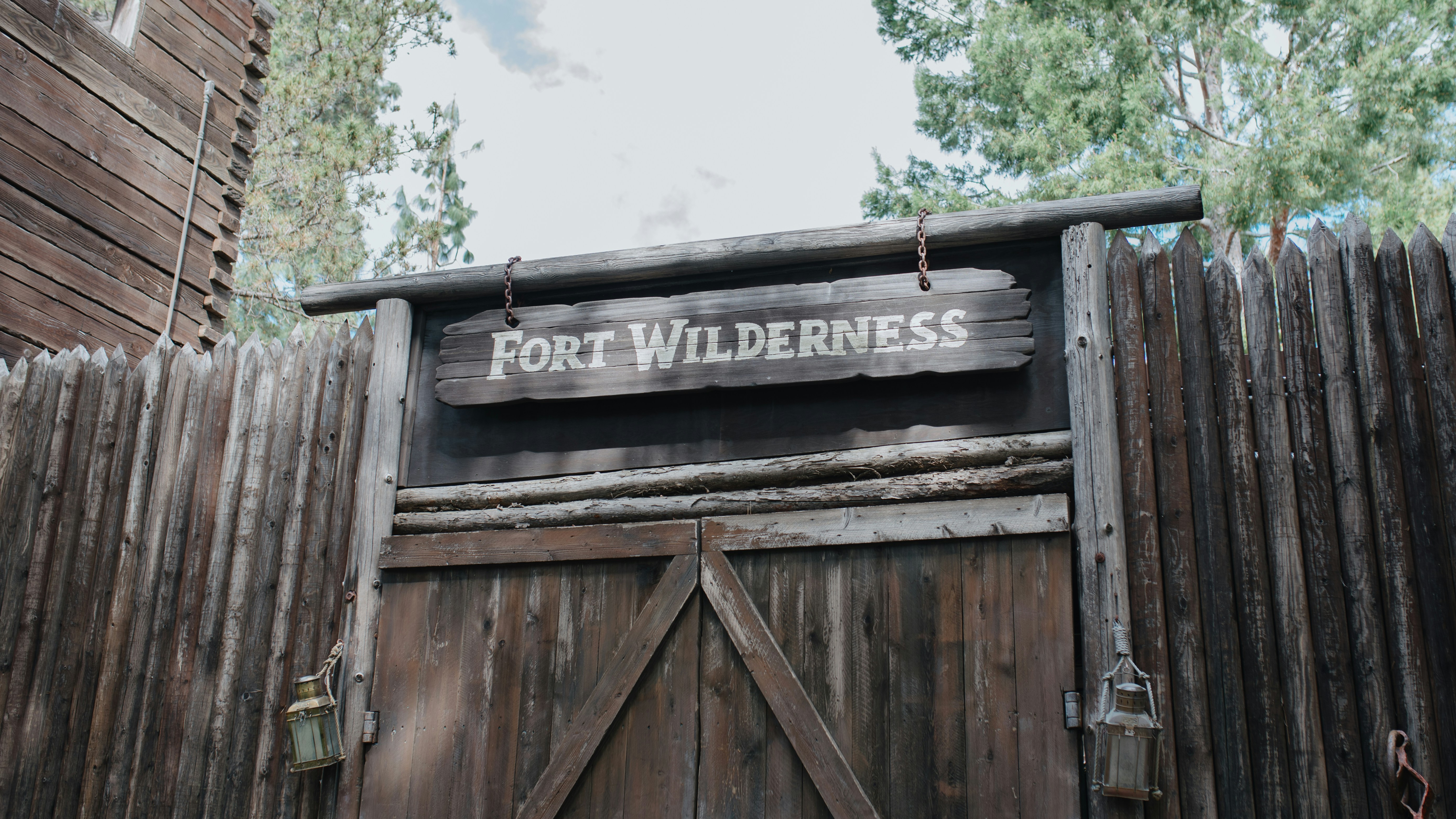 Weathered Fort Gates: A Quiet Entrance to Fort Wilderness