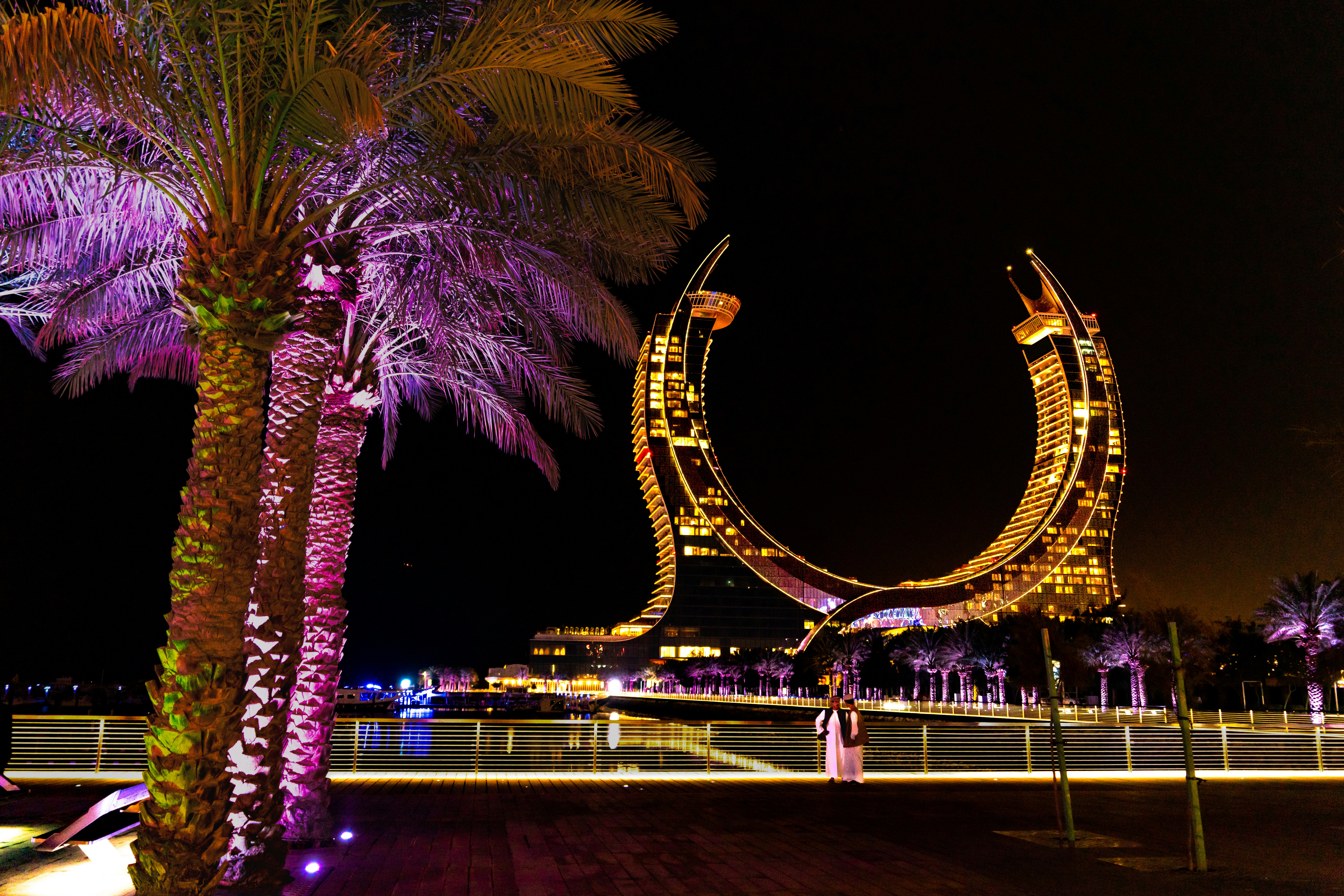 Neon Arc Under Night Skies