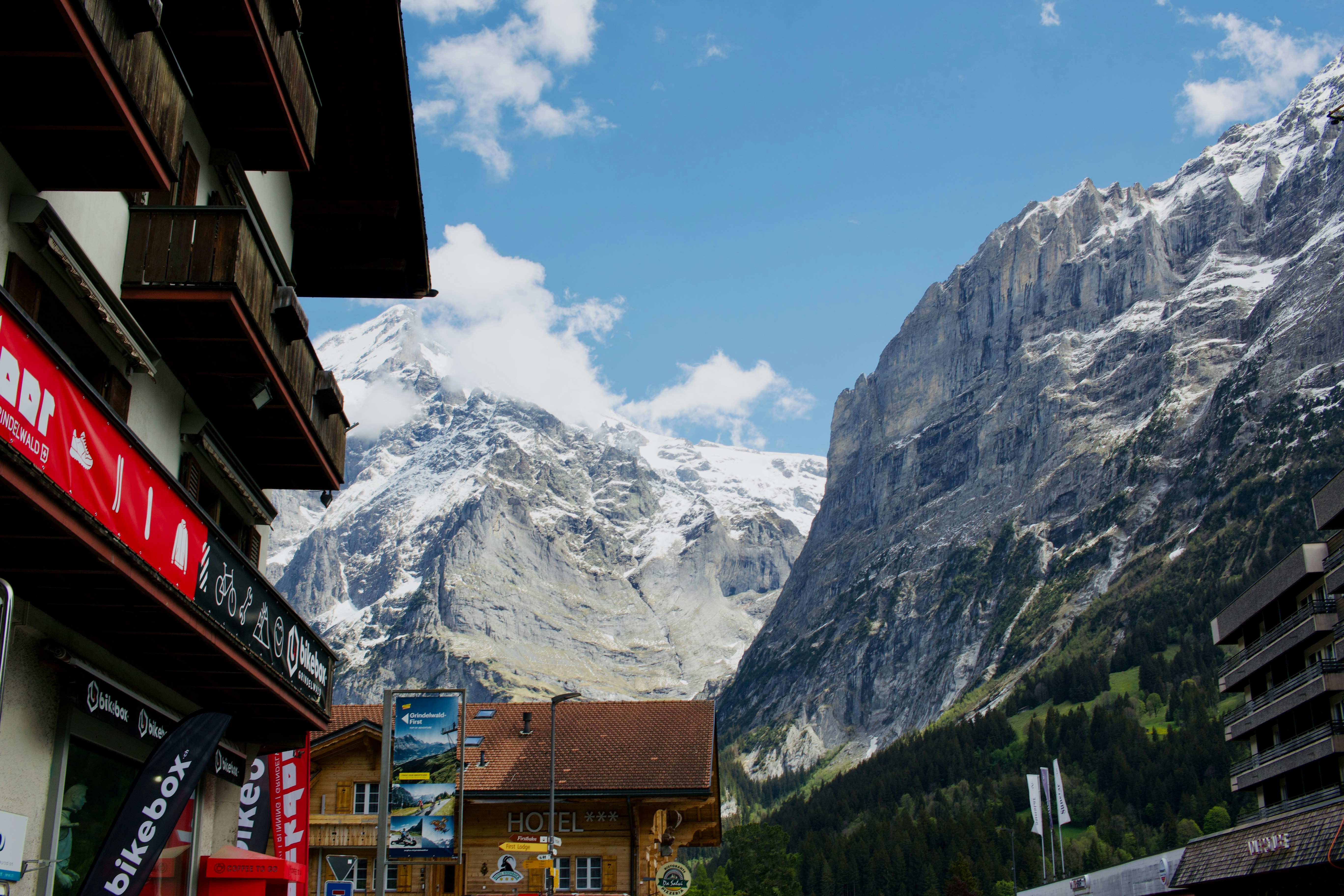 Alpine Village at the Foot of Snowy Peaks