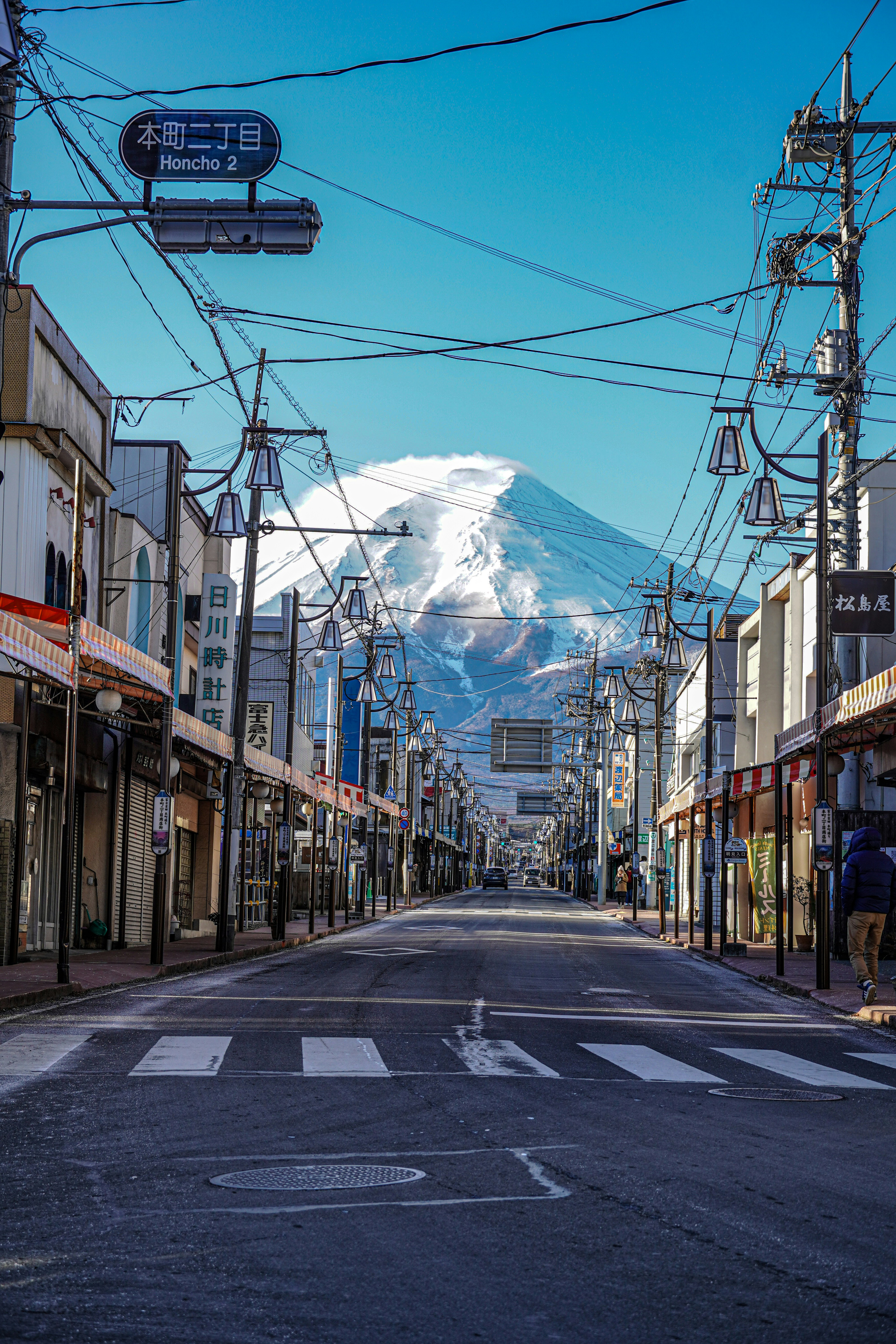 Street of Mount Fuji: A Quiet Corridor Framing a Snow-Capped Peak