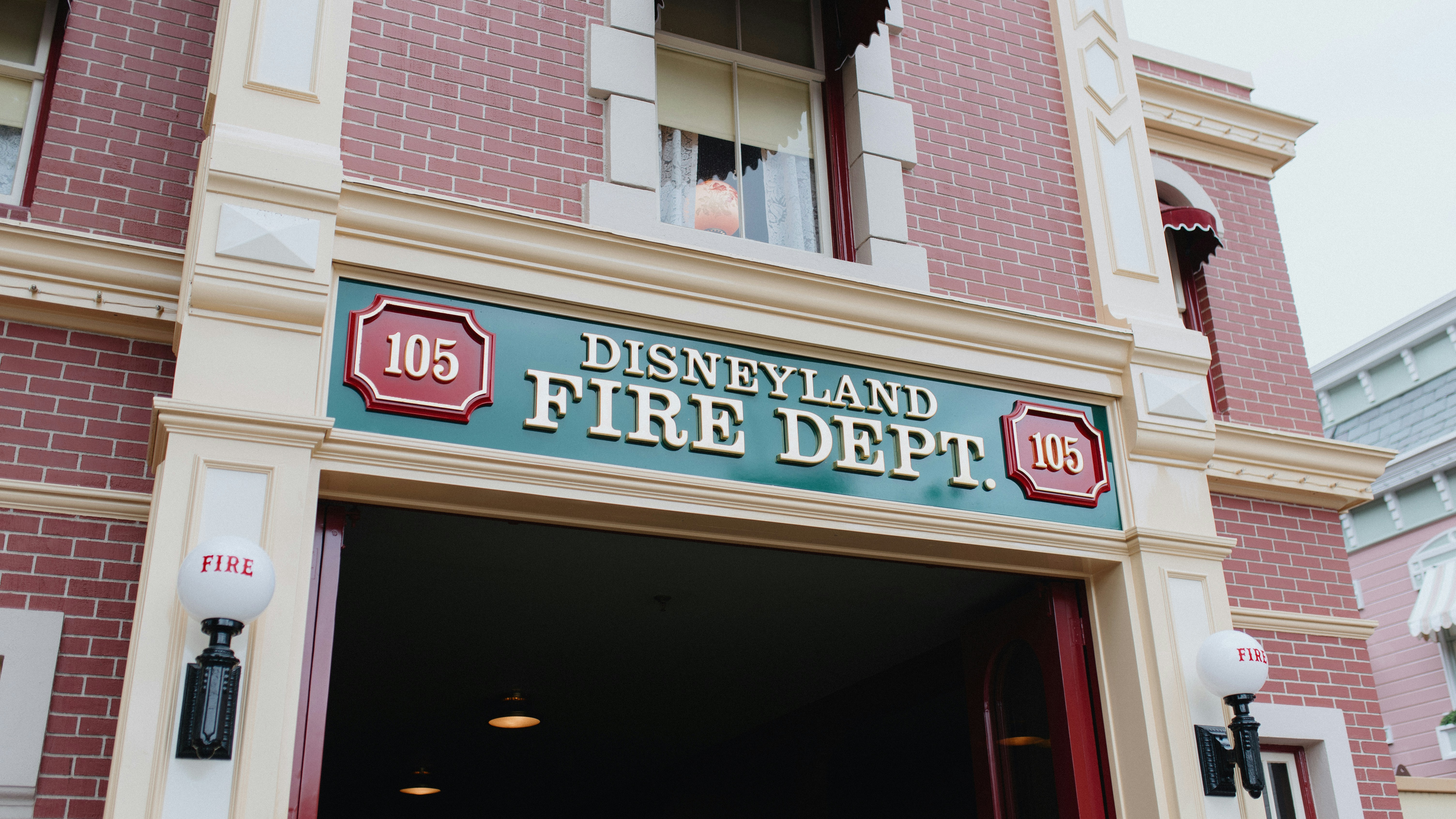 The Entrance of a Themed Fire Department at Disneyland