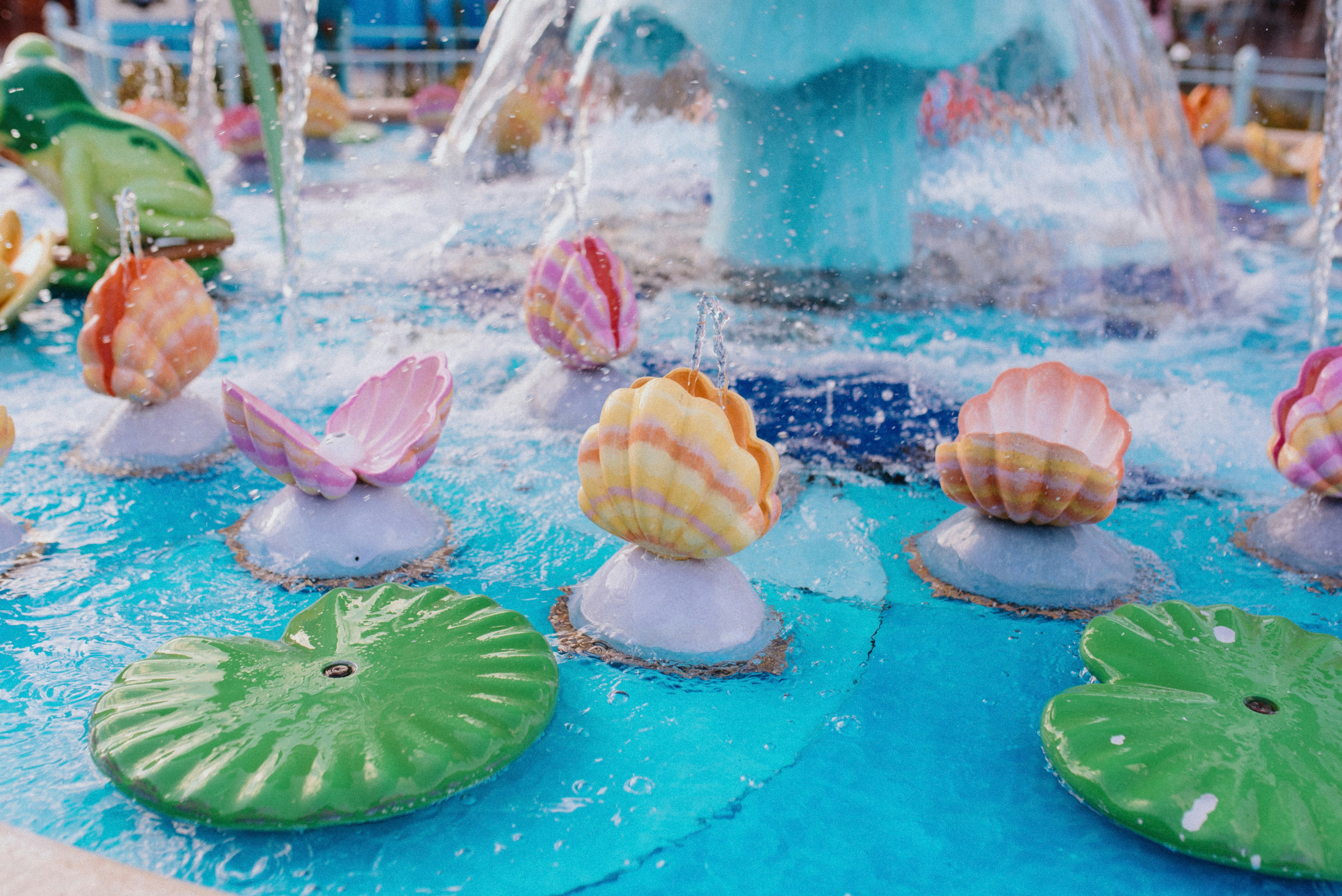 Shells and Water Dance: A Whimsical Splash at the Colorful Fountain