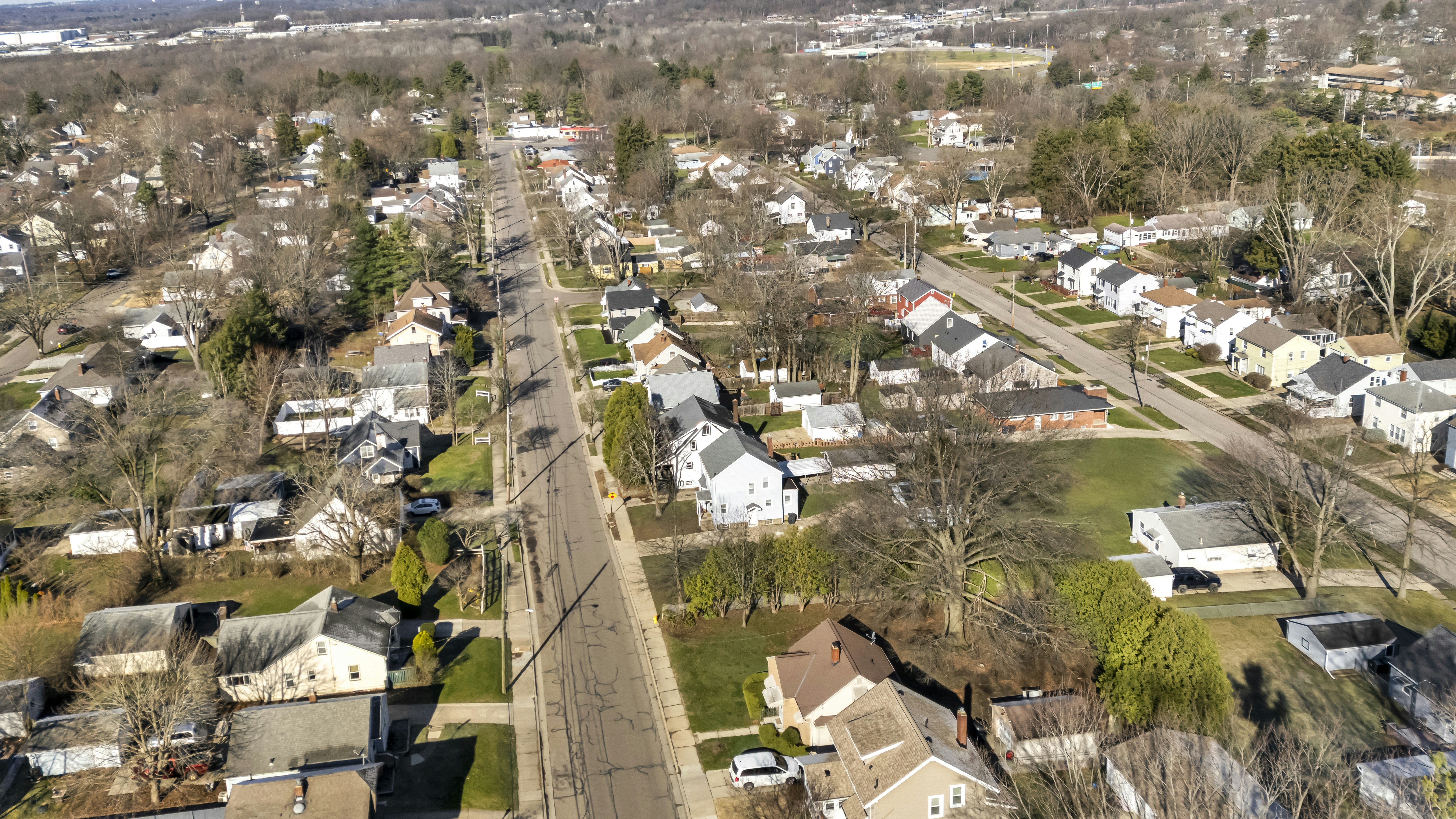 Aerial Overlook of a Quiet Suburban Grid