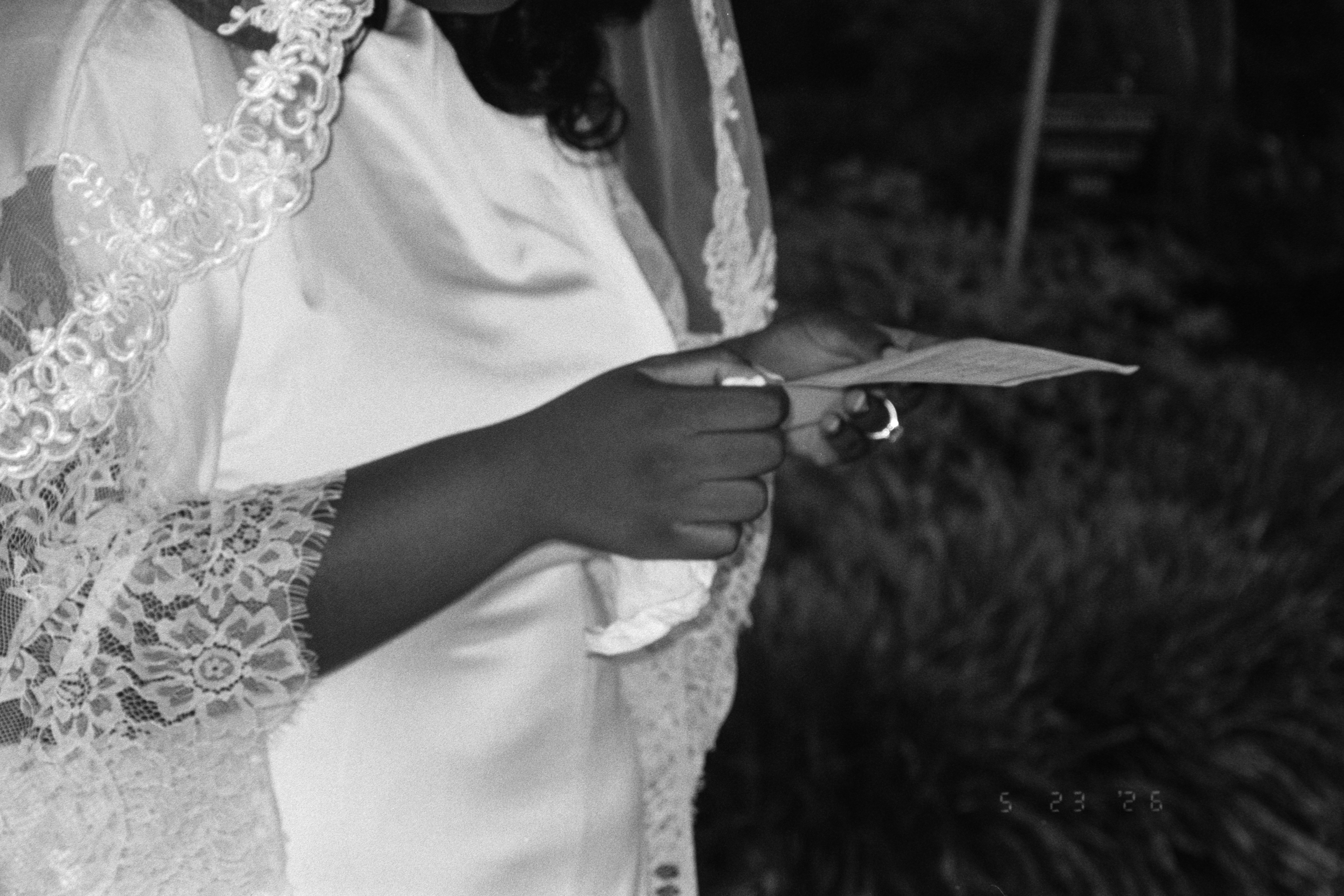 Bride's Quiet Moment: A Greeting Card of Lace and Letters