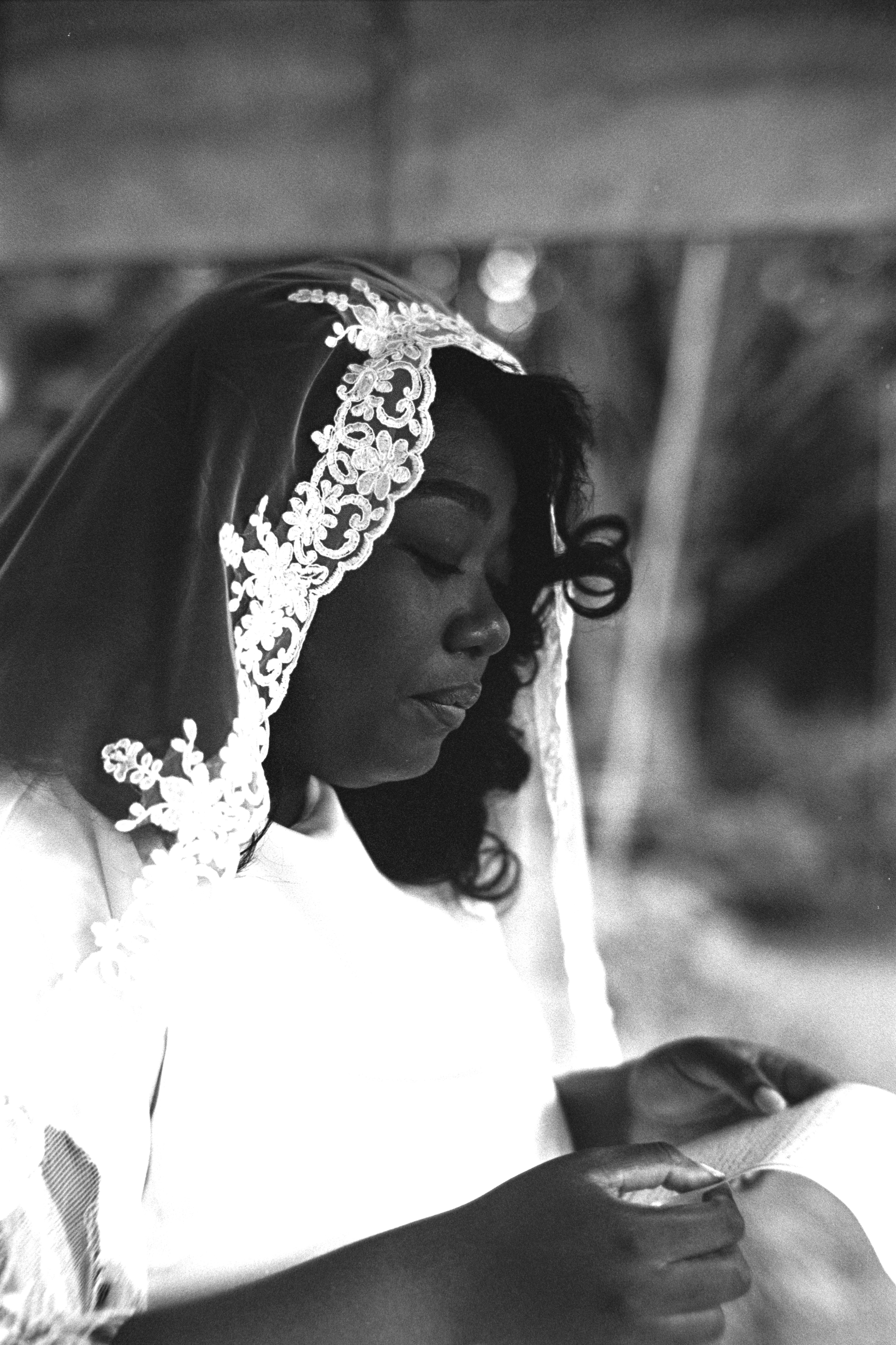 Veiled Grace: Quiet Portrait in Lace and Light